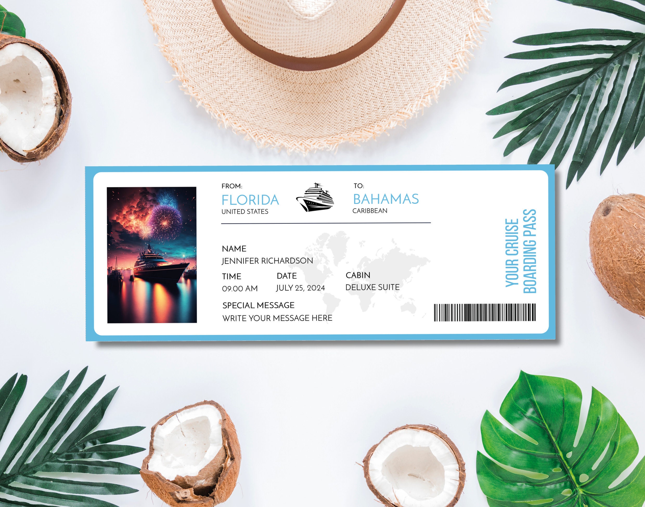 Editable Boarding Pass Cruise Template, Printable Cruise Ticket ...