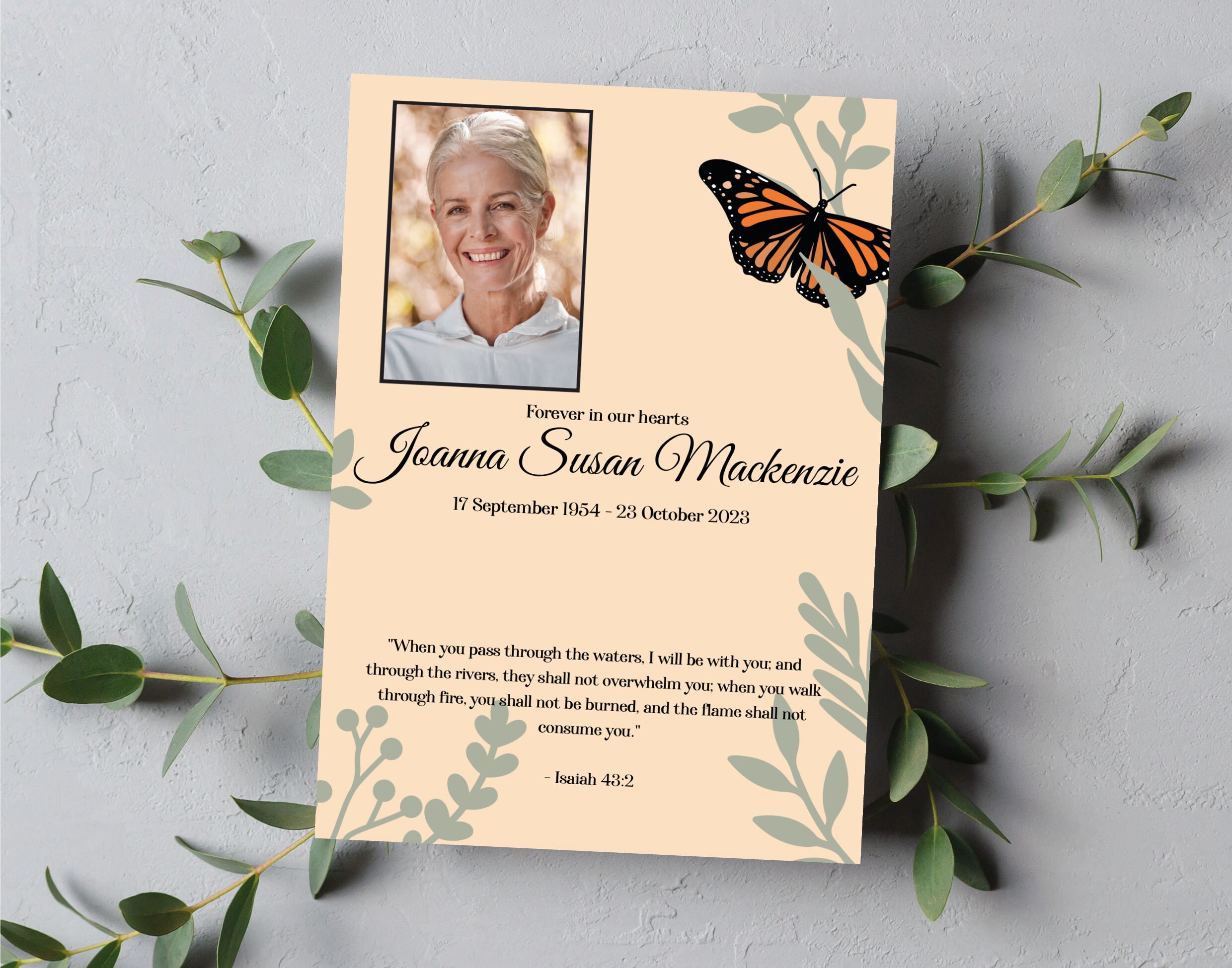 Editable Funeral Card Download Printable Template Corjl, Celebration of ...