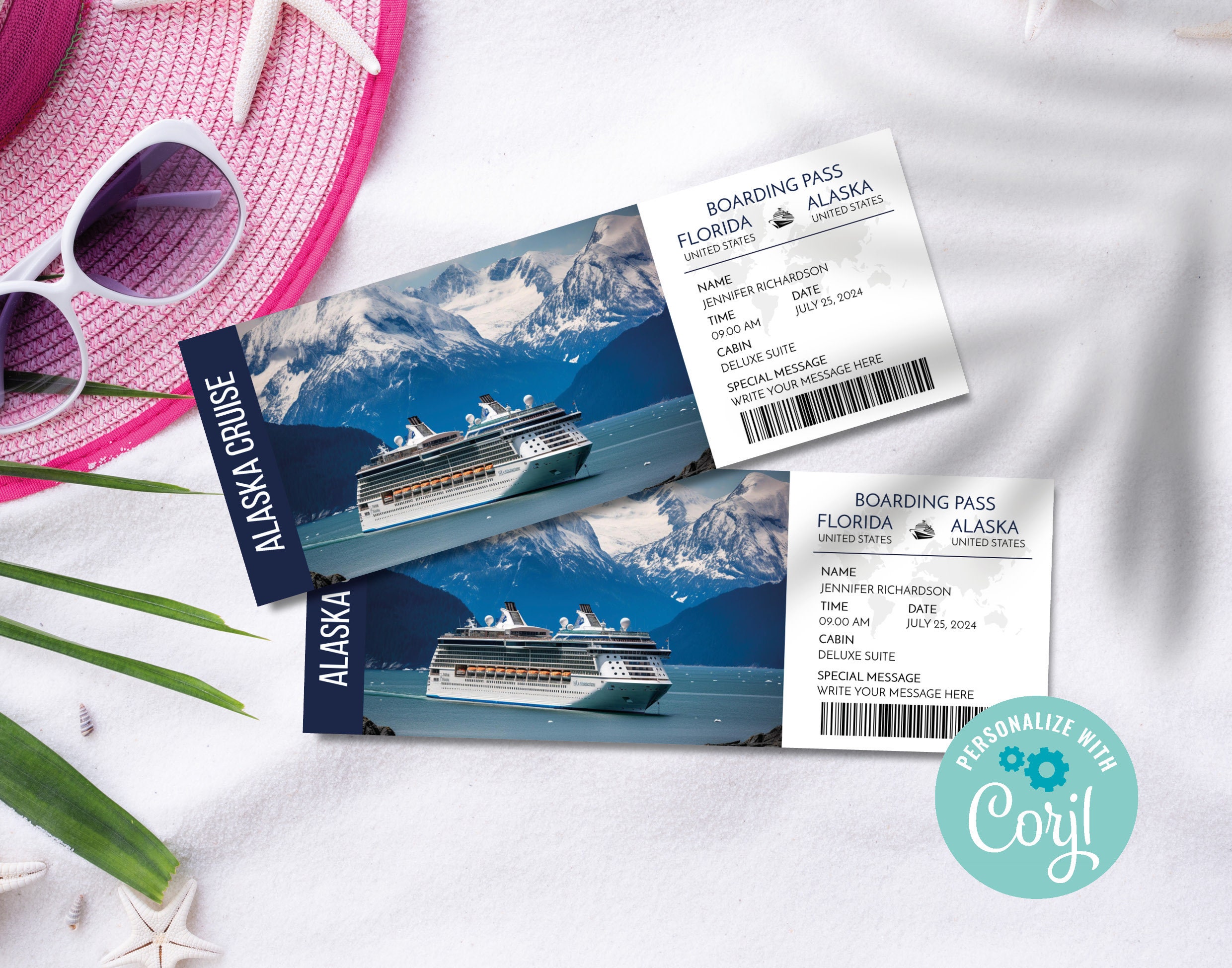 Editable Boarding Pass Cruise Template, Printable Cruise Ticket ...