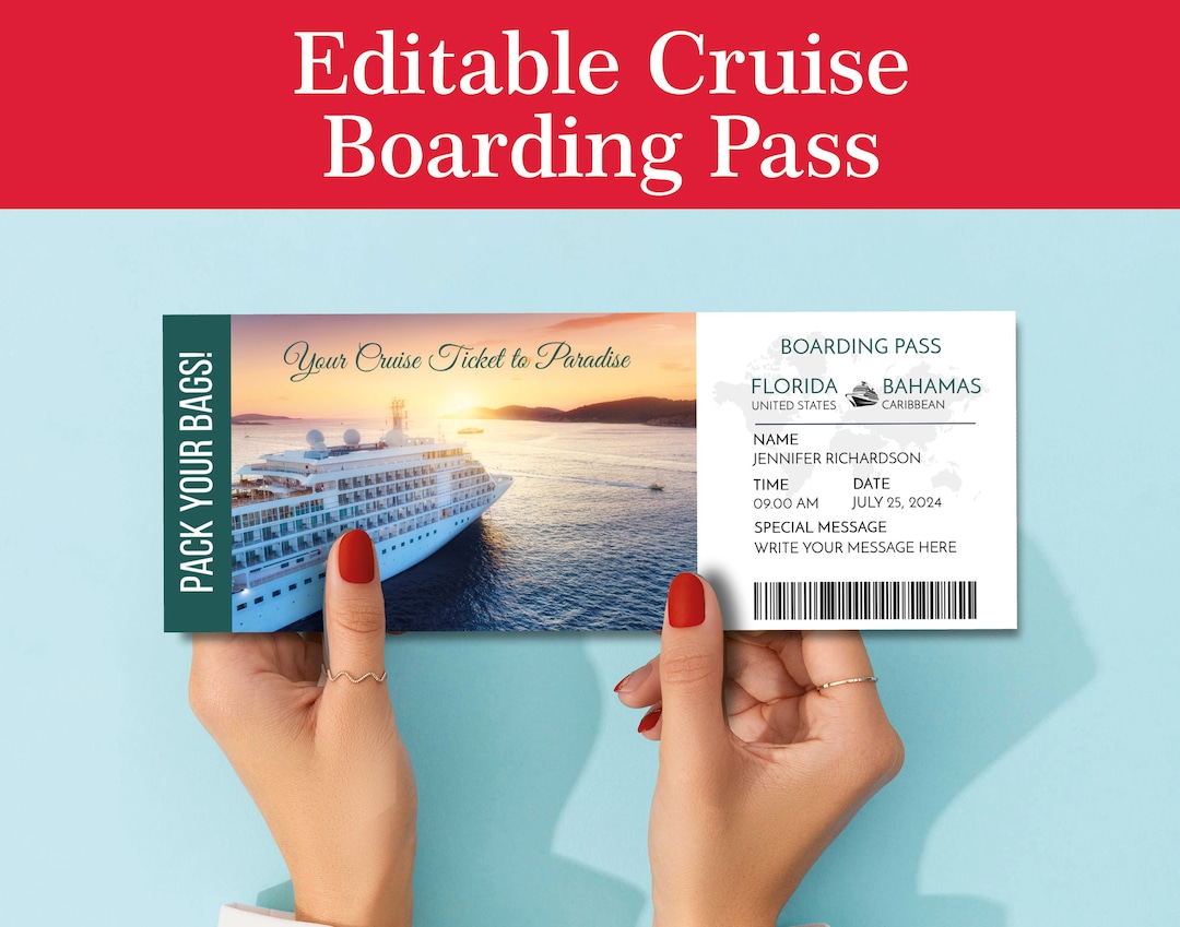 Editable Boarding Pass Cruise Template Printable Cruise Ticket