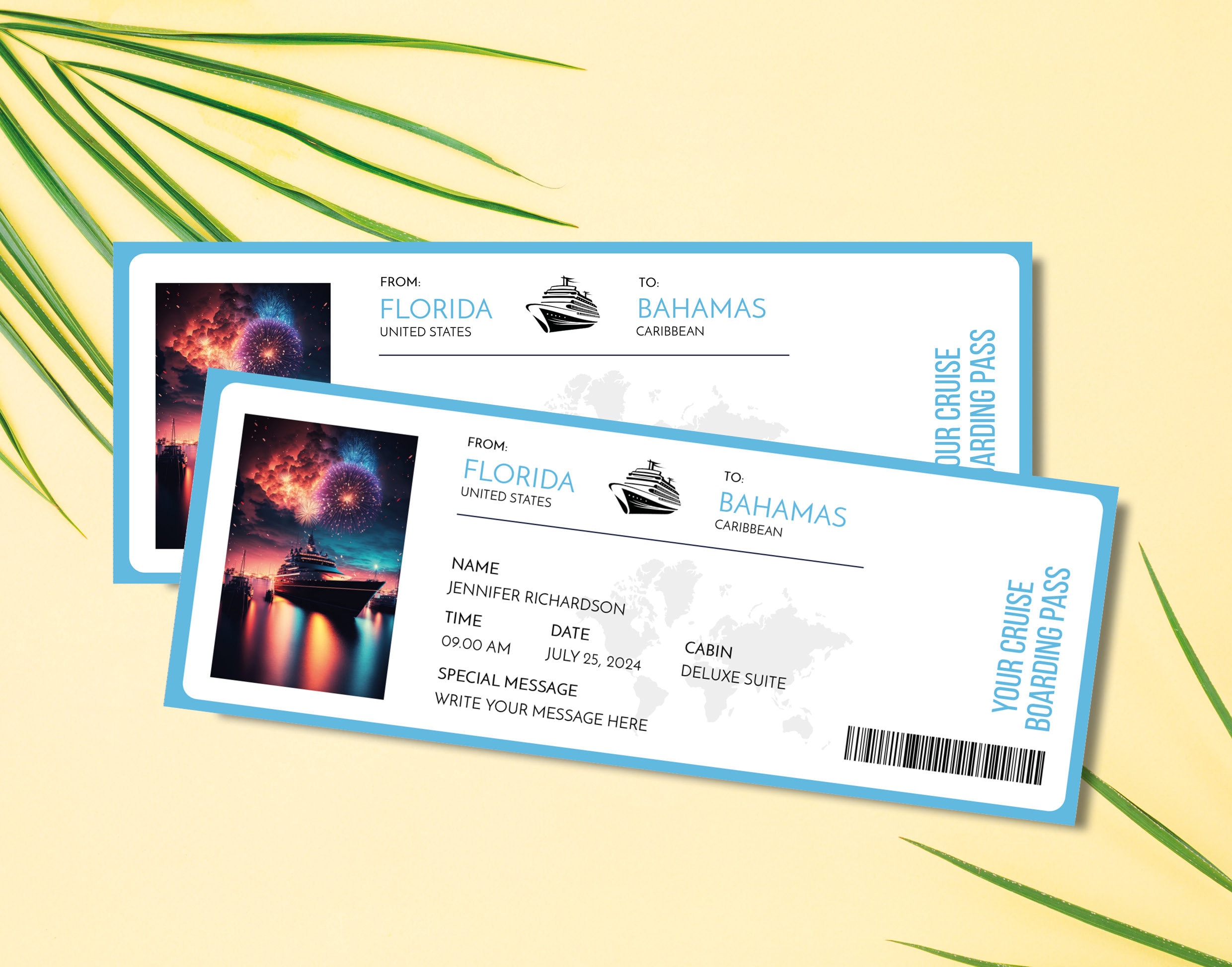 Editable Boarding Pass Cruise Template, Printable Cruise Ticket ...