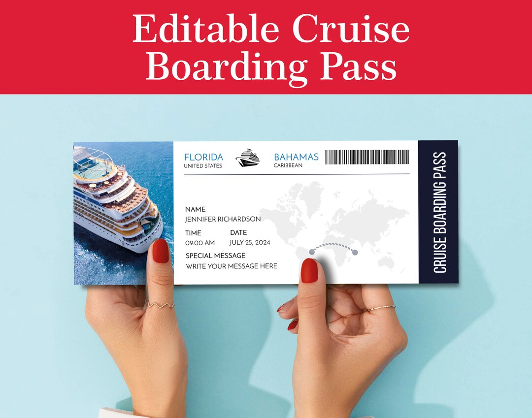 Editable Boarding Pass Cruise Template, Printable Cruise Ticket ...