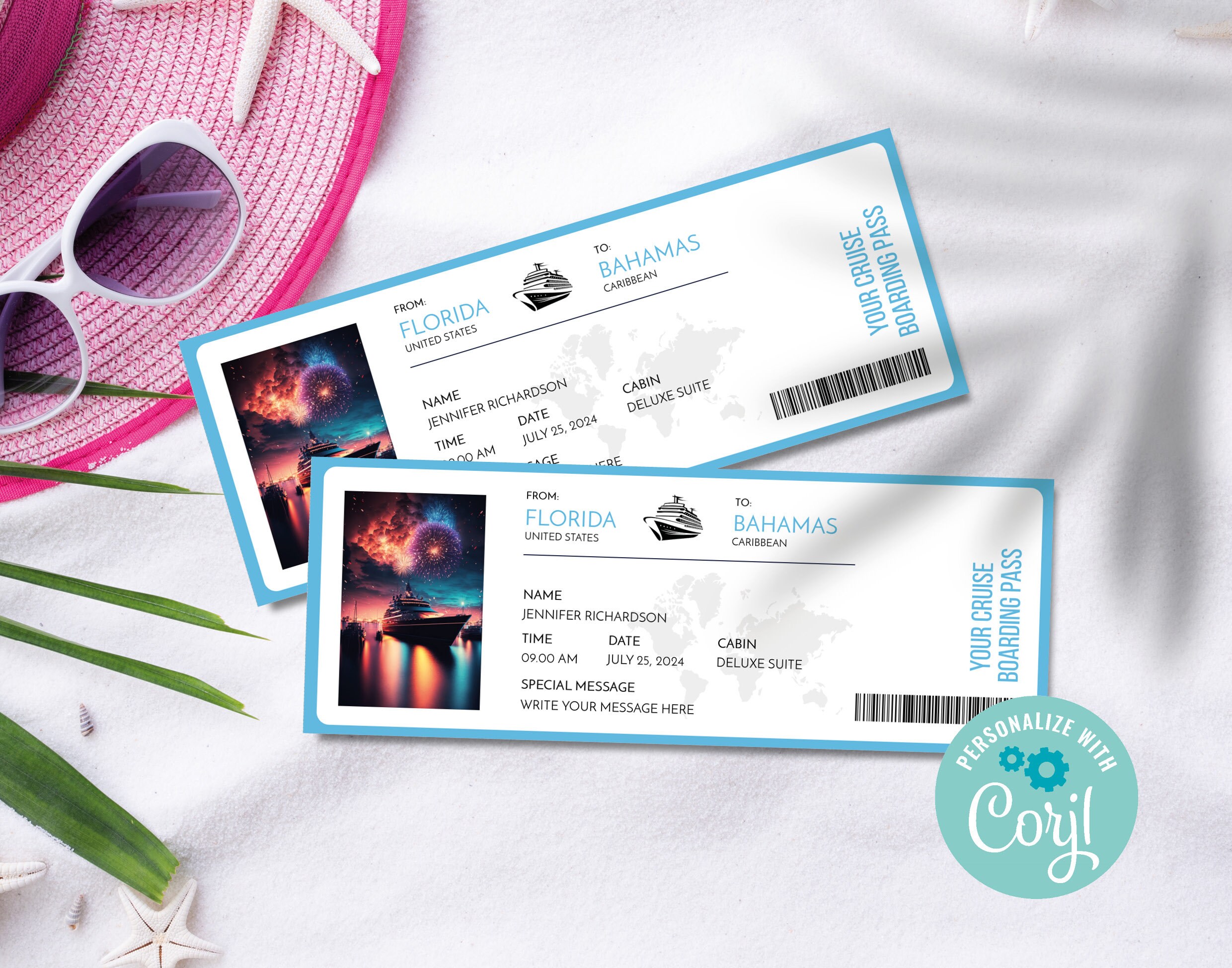 Editable Boarding Pass Cruise Template, Printable Cruise Ticket ...
