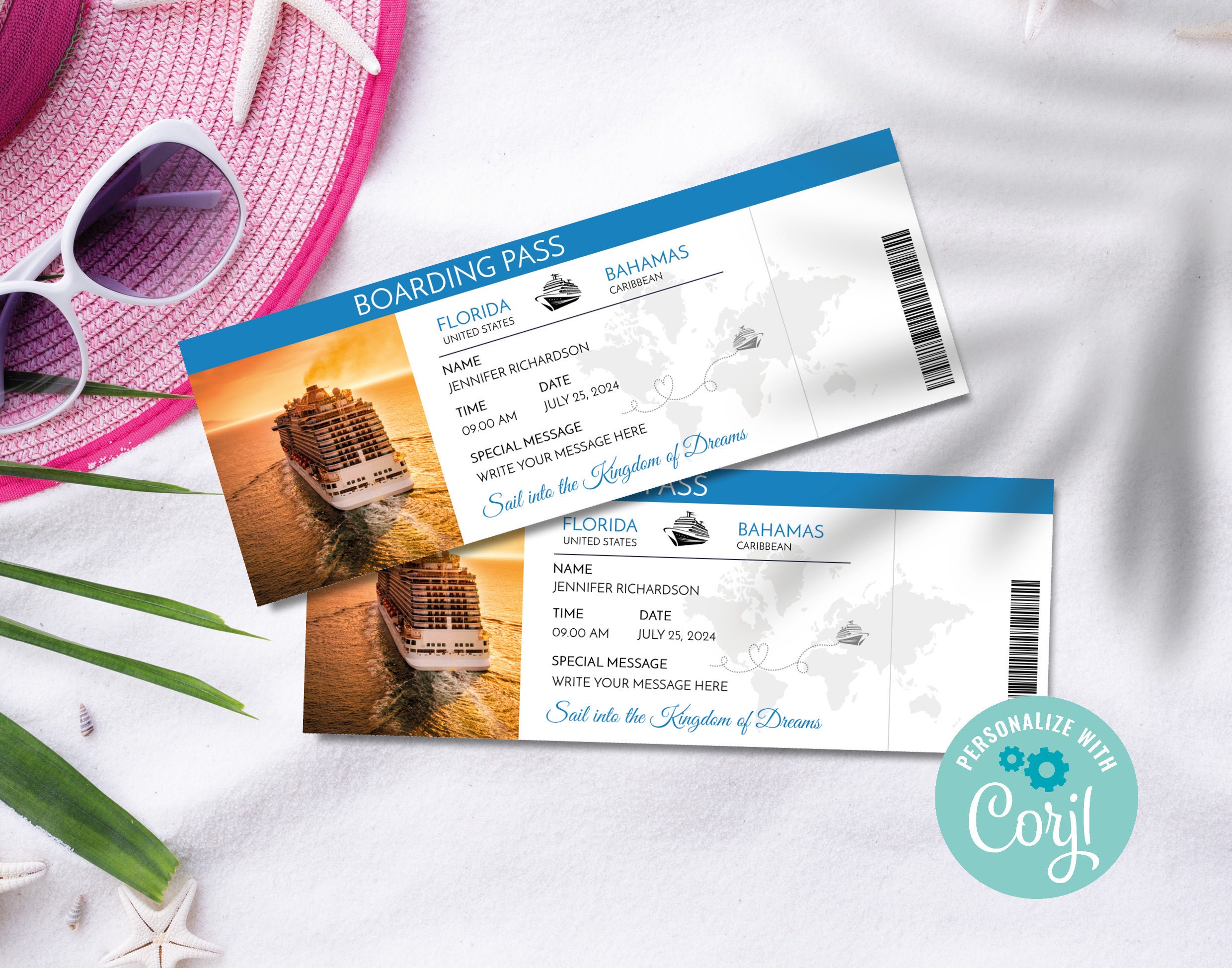 Editable Boarding Pass Cruise Template, Printable Cruise Ticket ...