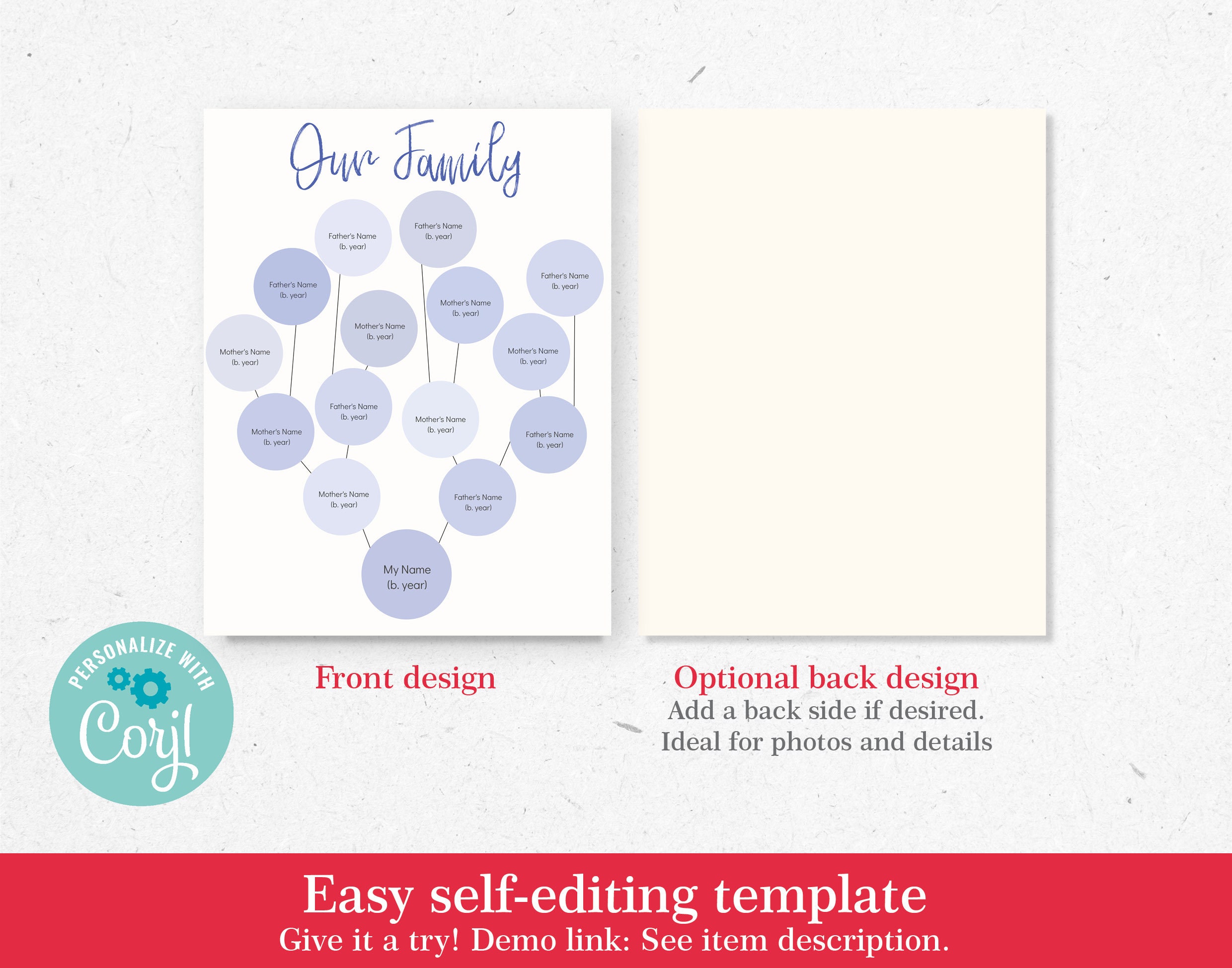Editable Family Tree Modern Printable Template Corjl Modern - Etsy
