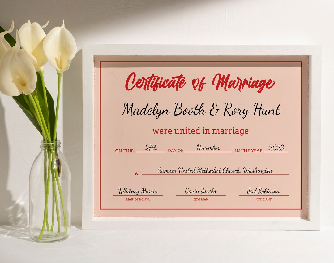 Editable Marriage License Download Printable Template Corjl, Wedding ...