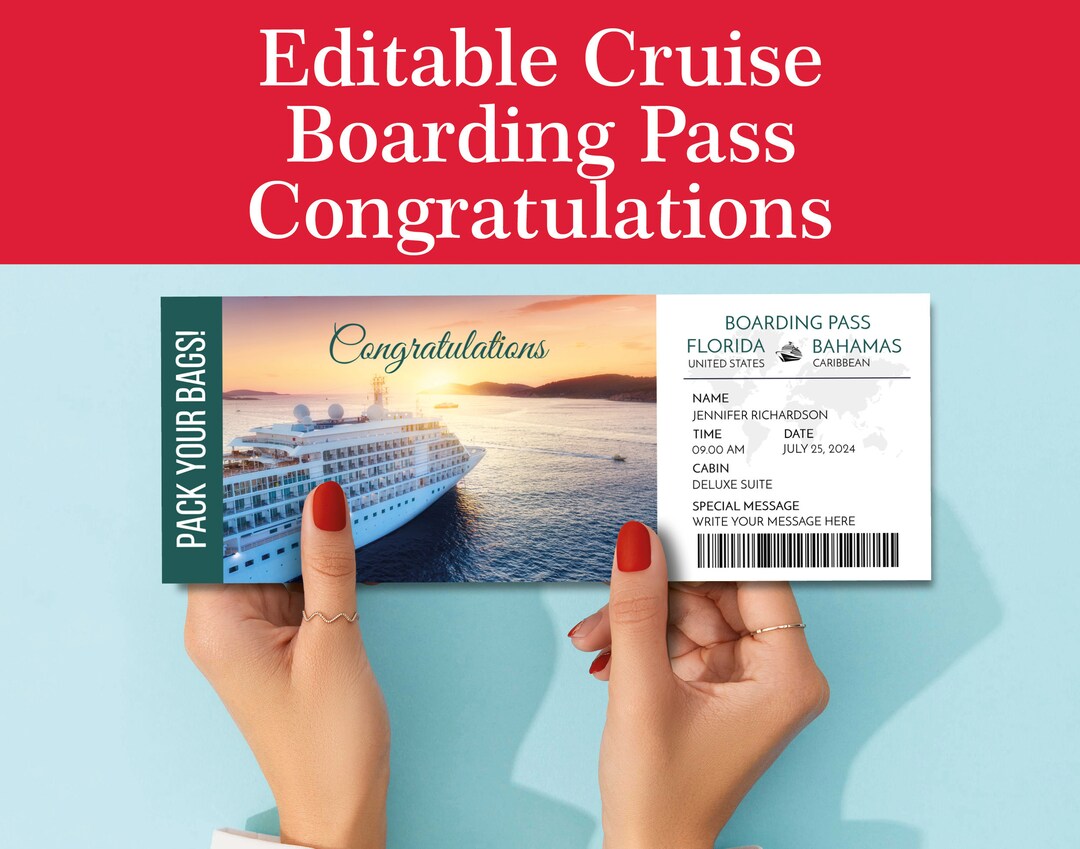 Editable Boarding Pass Cruise Template, Printable Cruise Ticket ...