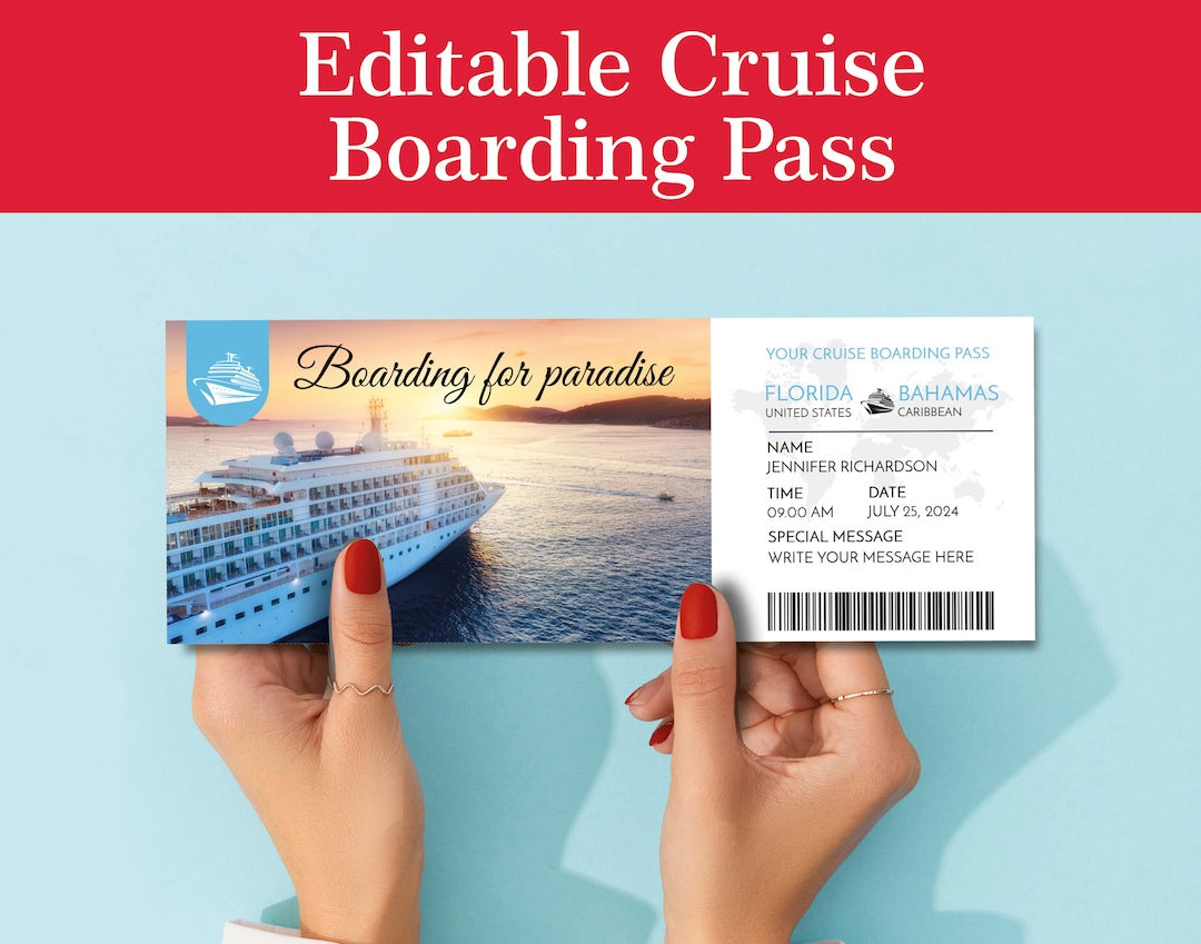 Editable Boarding Pass Cruise Template, Printable Cruise Ticket ...