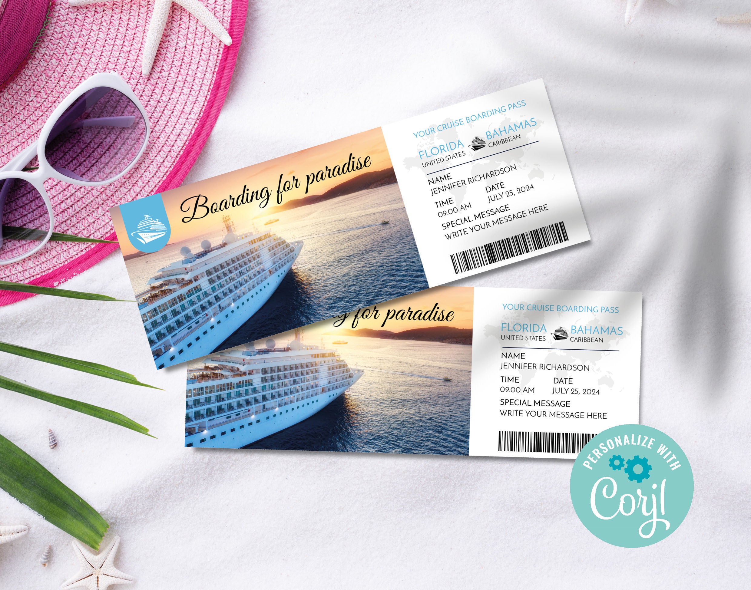 Editable Boarding Pass Cruise Template, Printable Cruise Ticket ...