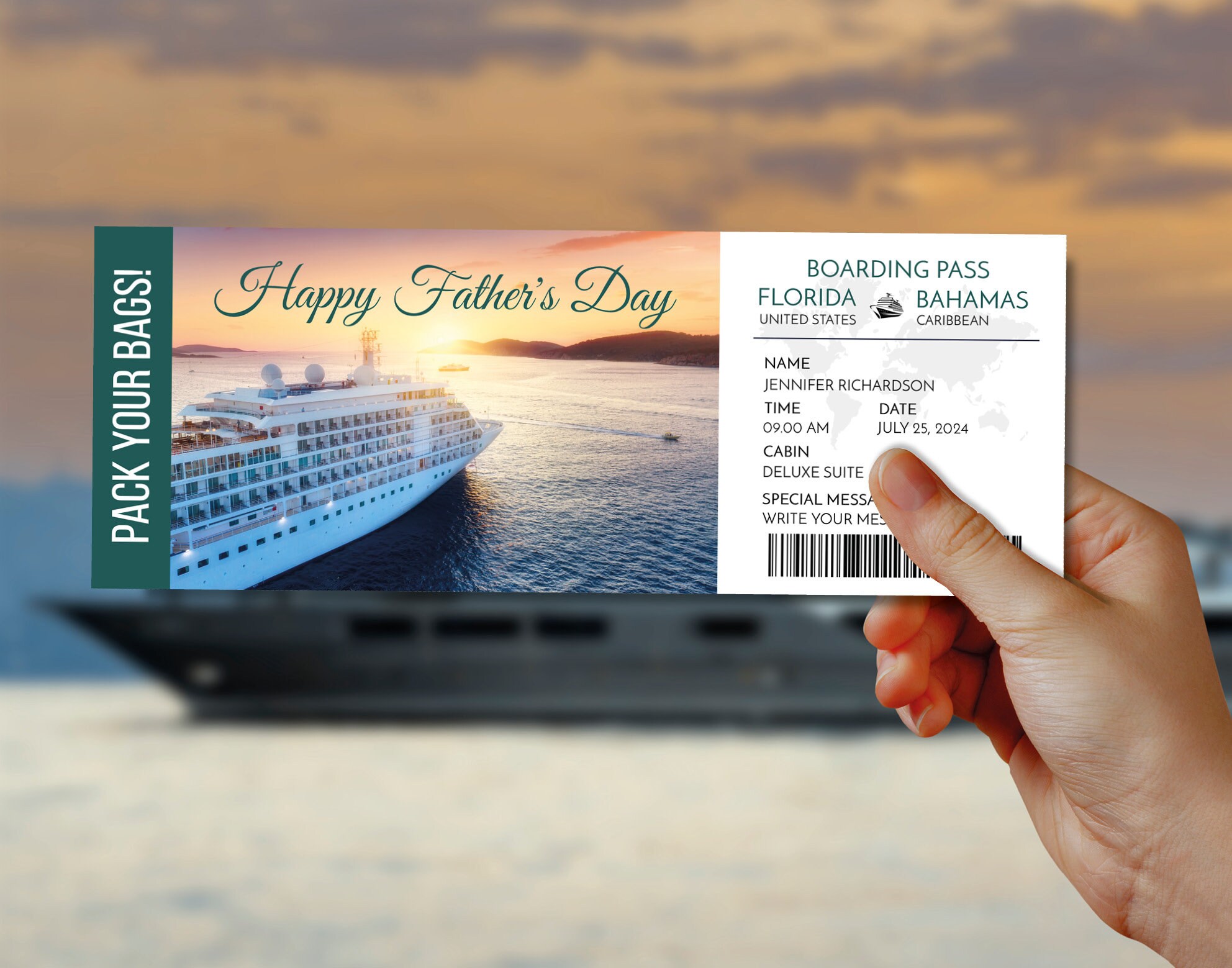 Editable Boarding Pass Cruise Template, Printable Cruise Ticket ...