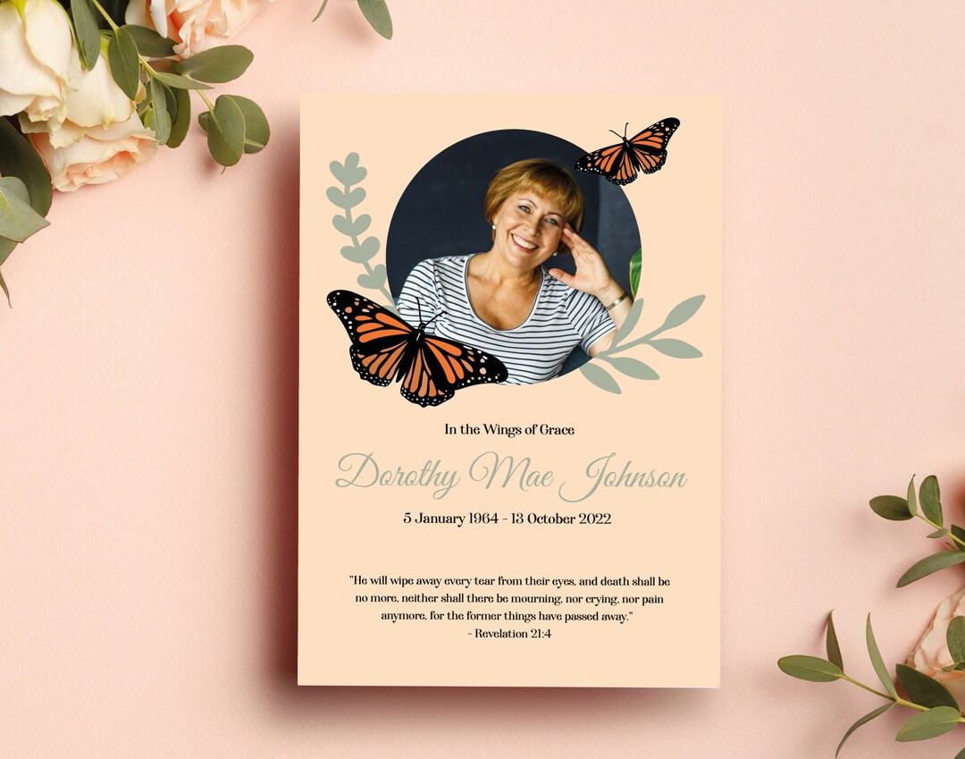 Editable Funeral Card Round Download Printable Template Corjl ...