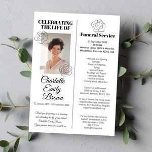 Editable Simple Funeral Program, Printable Template Corjl, Celebration ...