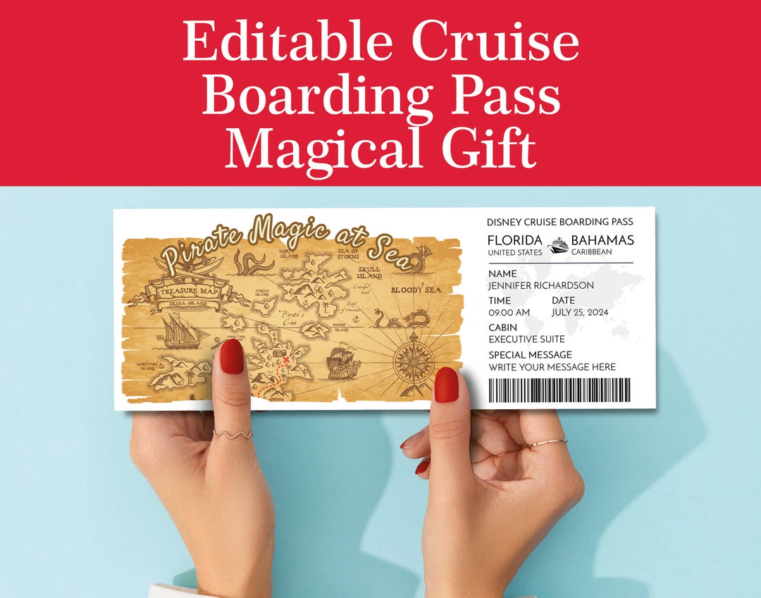 Editable Boarding Pass Cruise Template, Printable Cruise Ticket ...