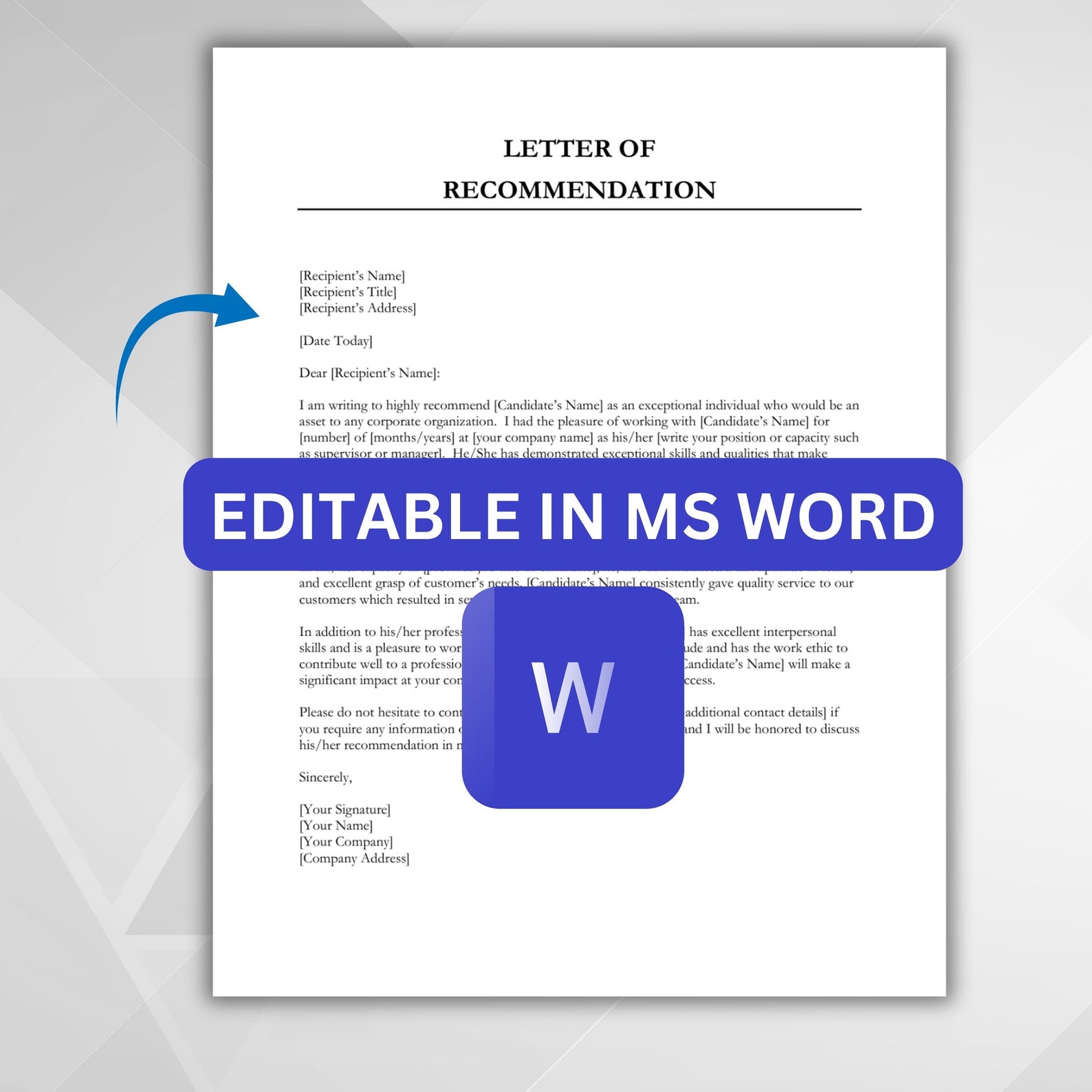 Letter of Recommendation, Character Reference Template, Recommendation Letter for Someone ...