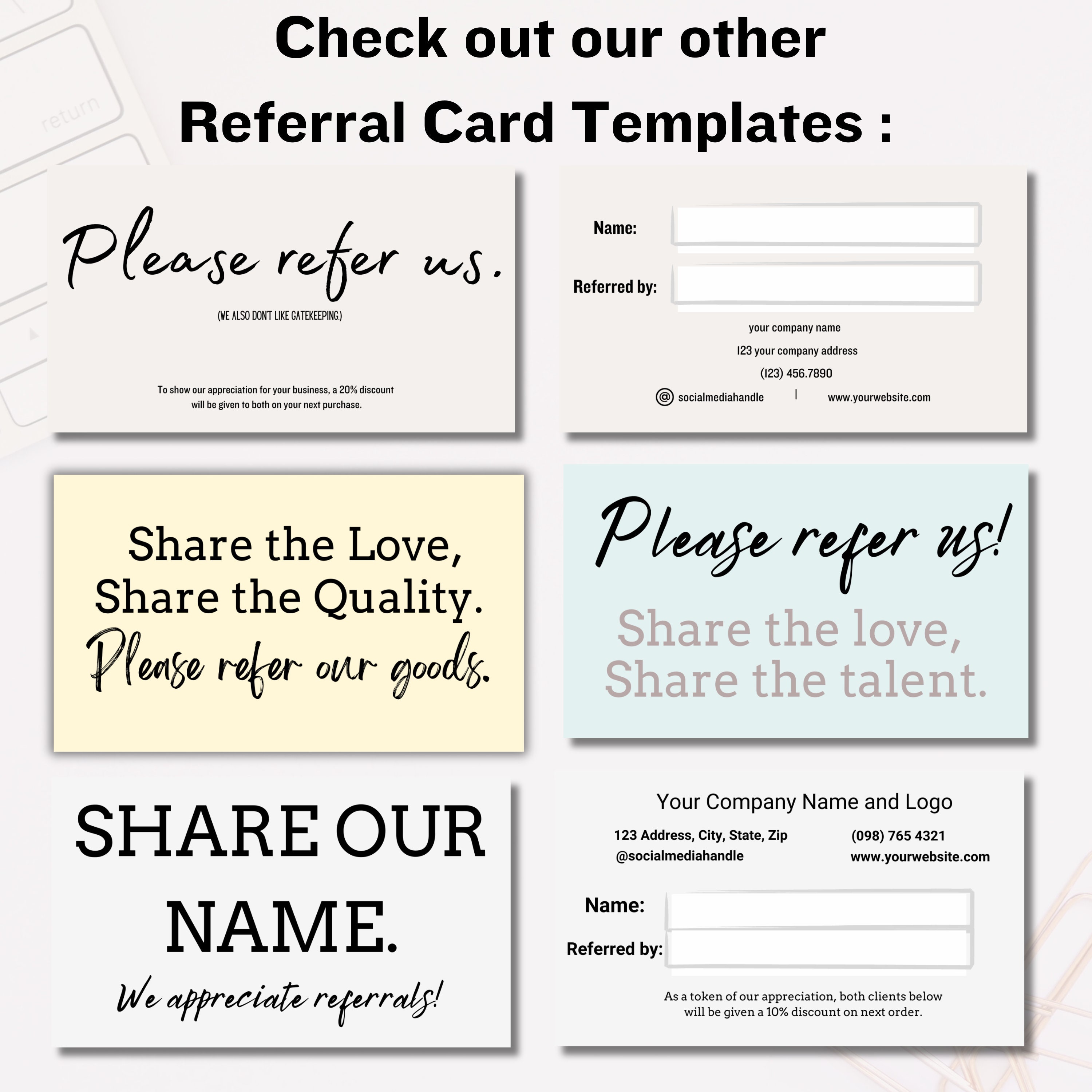 Referral Card Refer a Friend Card Thank You Insert Loyalty - Etsy