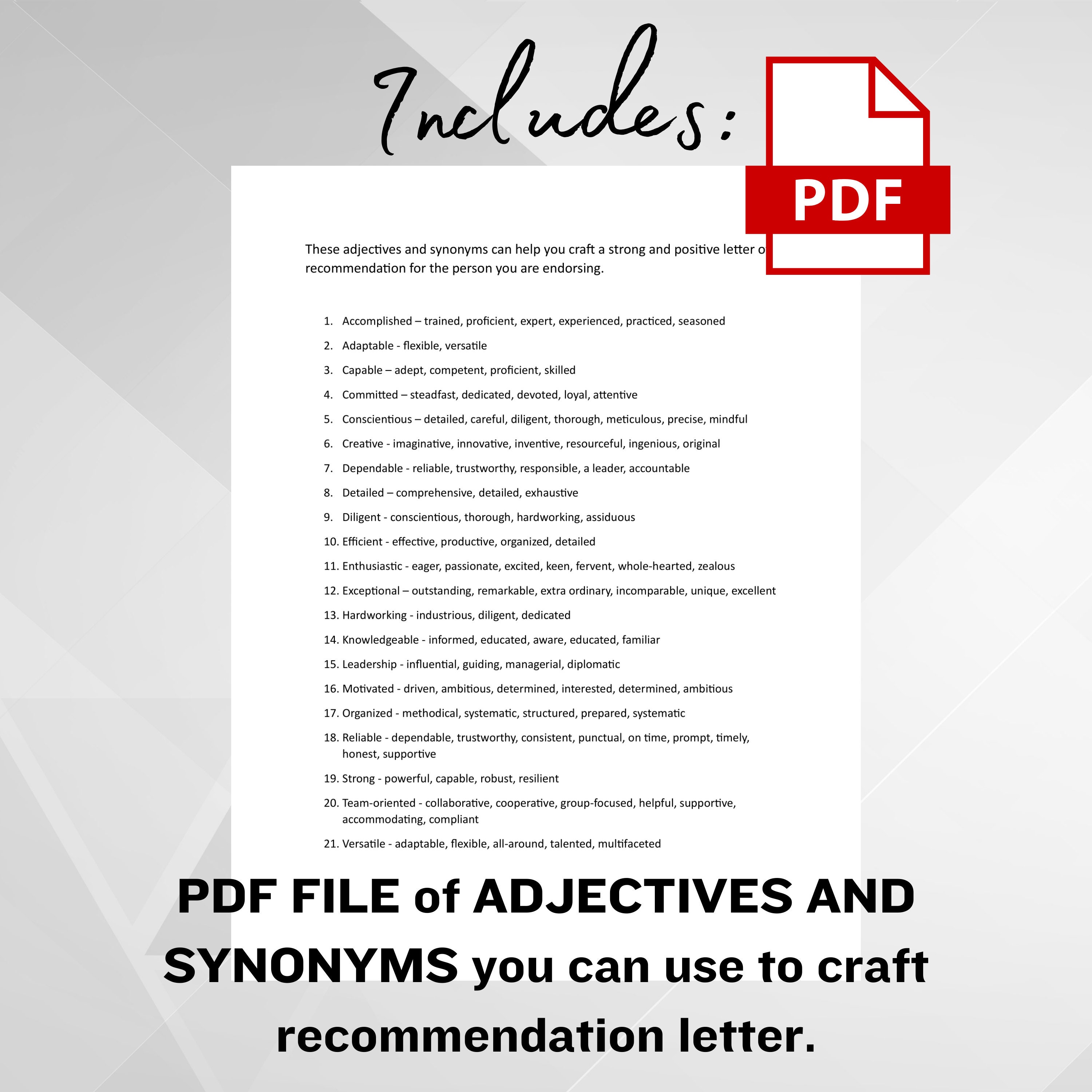 Professional Letter of Recommendation Template (MS Word, Instant ...
