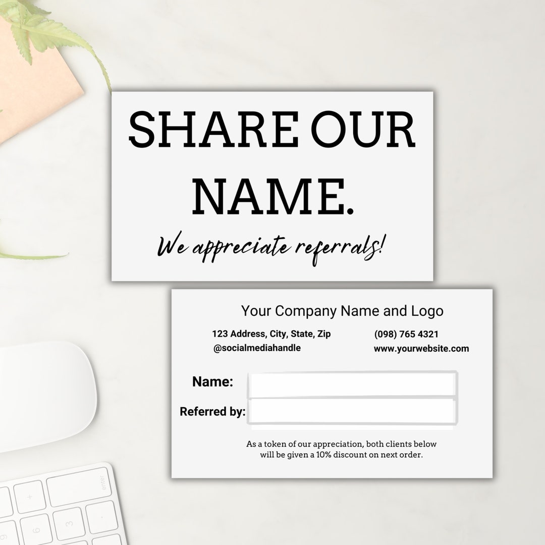 Editable Customer Loyalty Reward Card, Refer A Friend Business Card ...