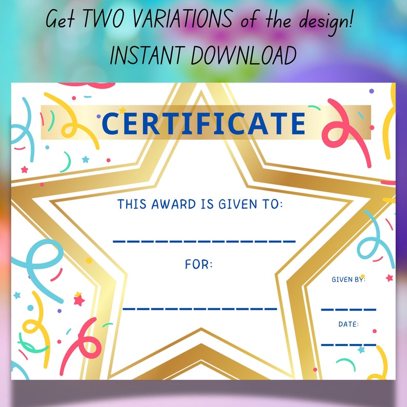 Awards Certificate for Printing, Recognition Certificate, Class ...