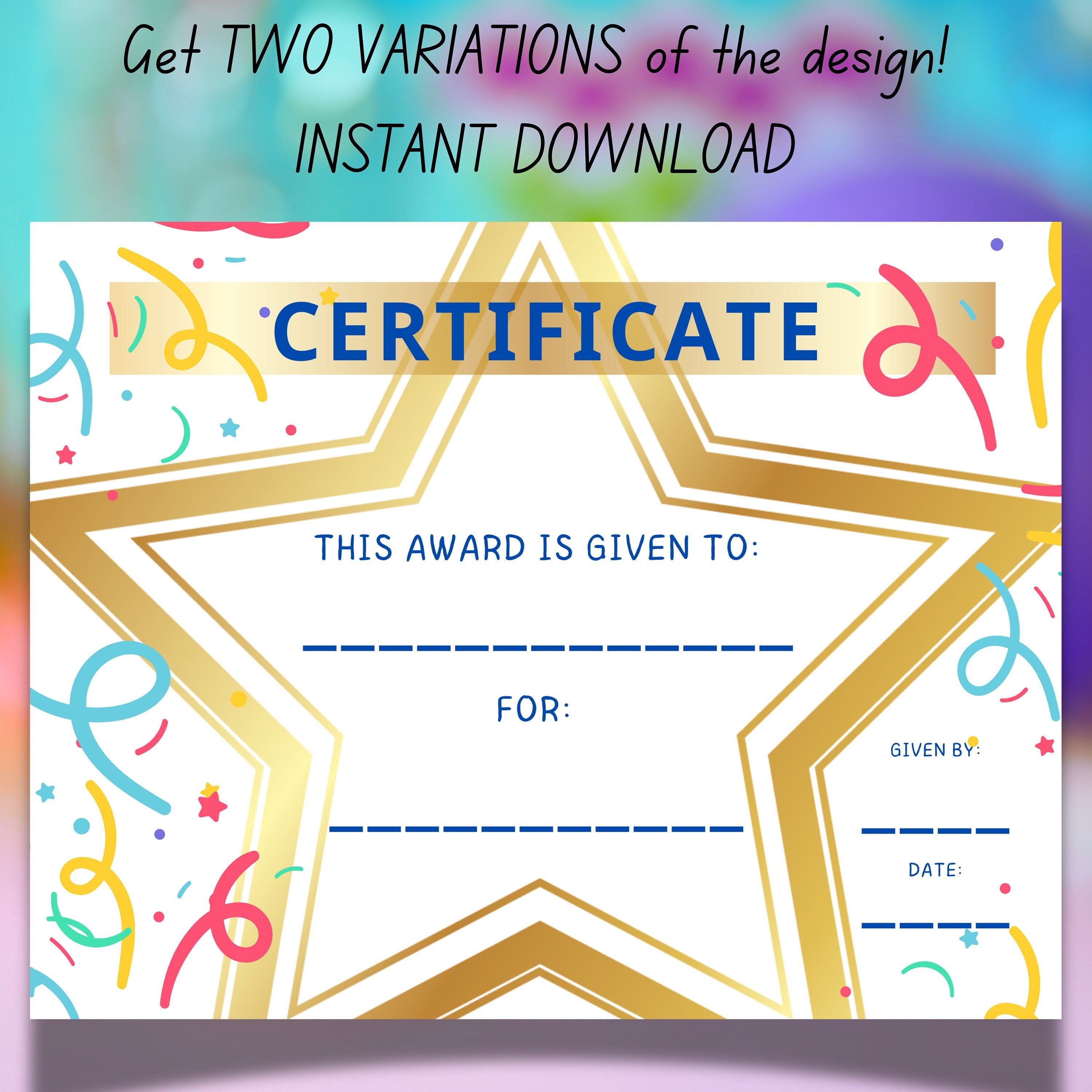 Awards Certificate for Printing, Recognition Certificate, Class ...