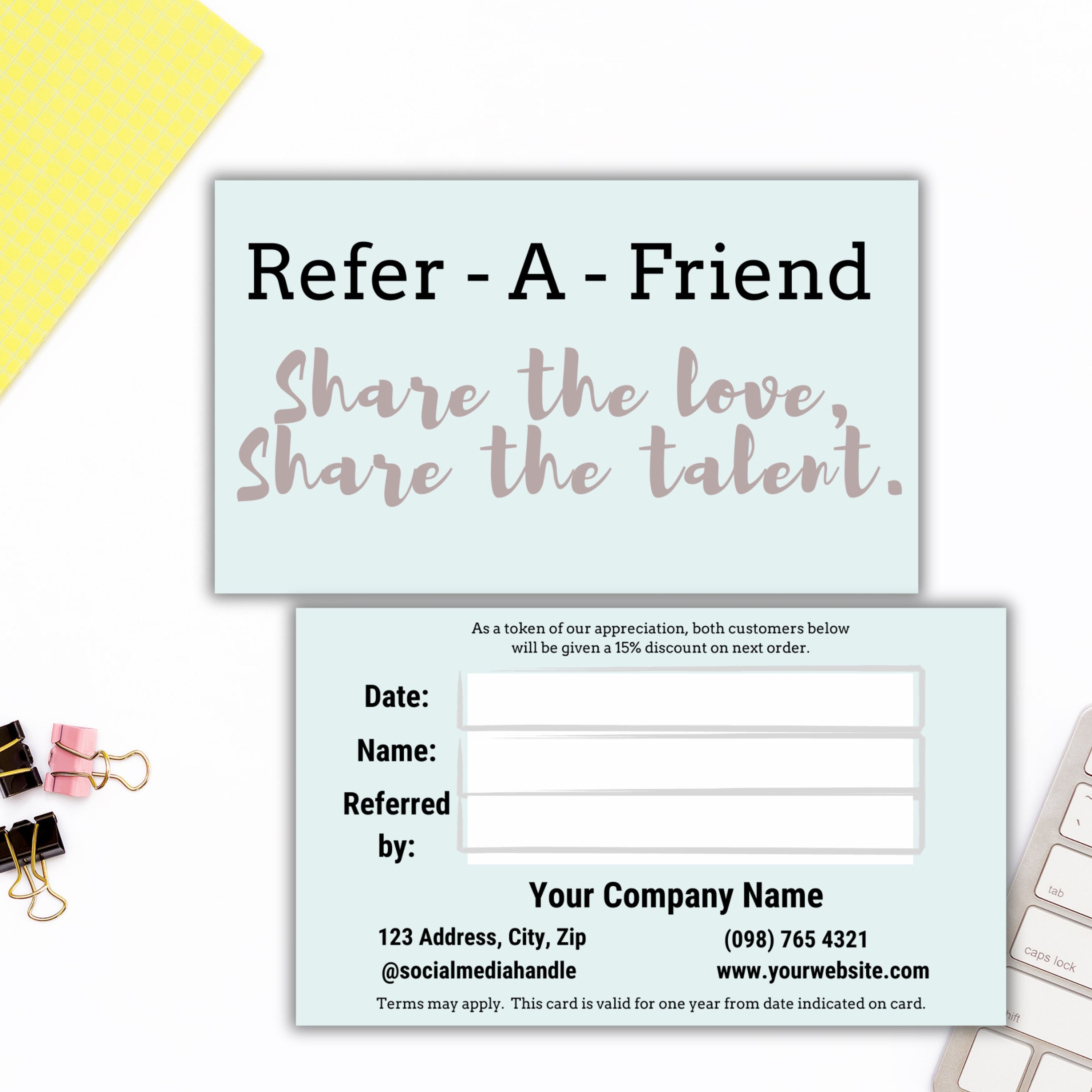 Referral Card, Refer a Friend Card, Canva Editable Referral Card ...