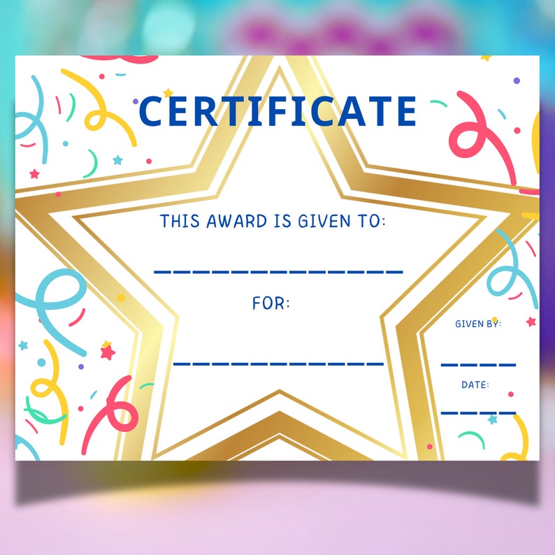 Awards Certificate for Printing, Recognition Certificate, Class ...