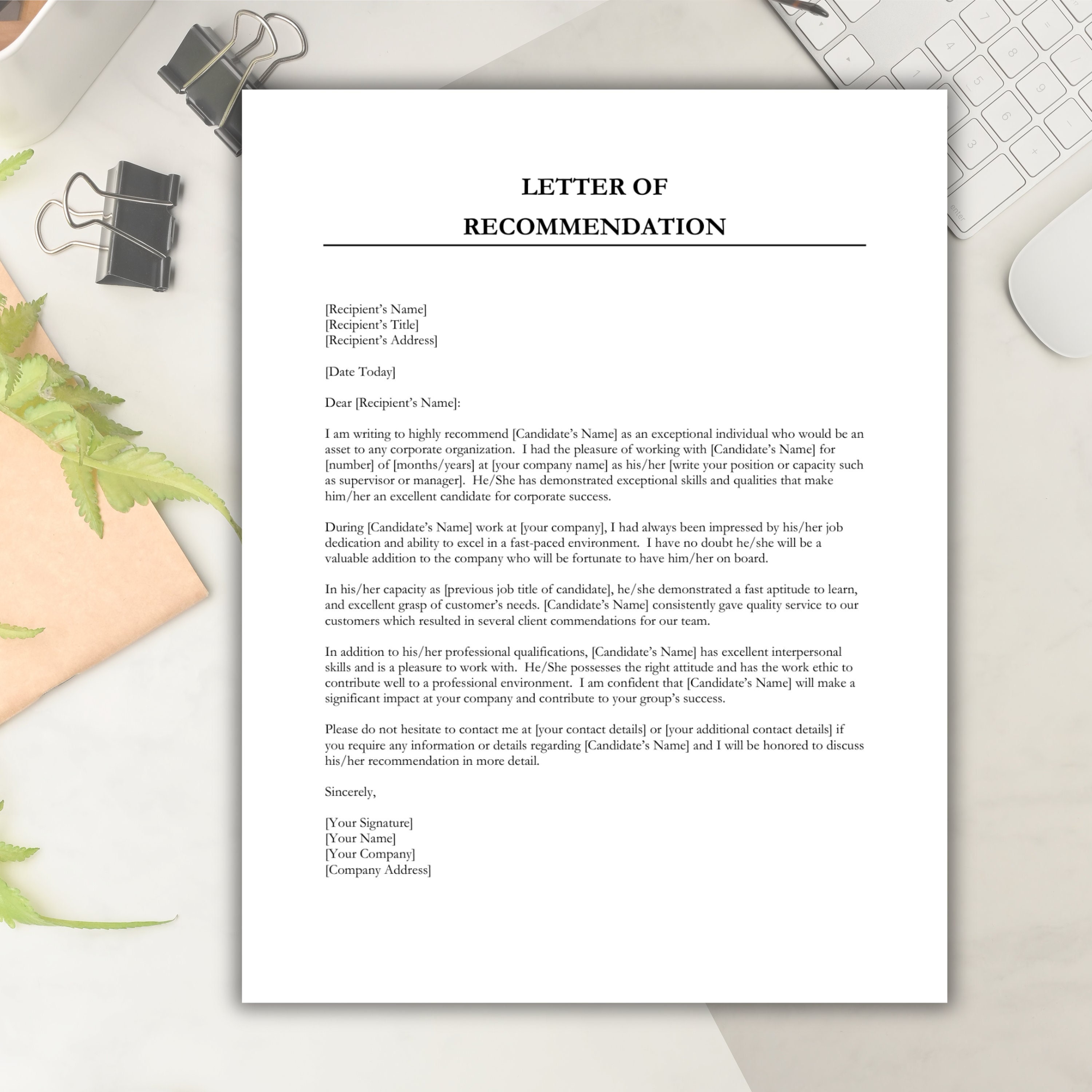 Corporate Job Reference Letter Template (MS Word) With Pdf File for ...