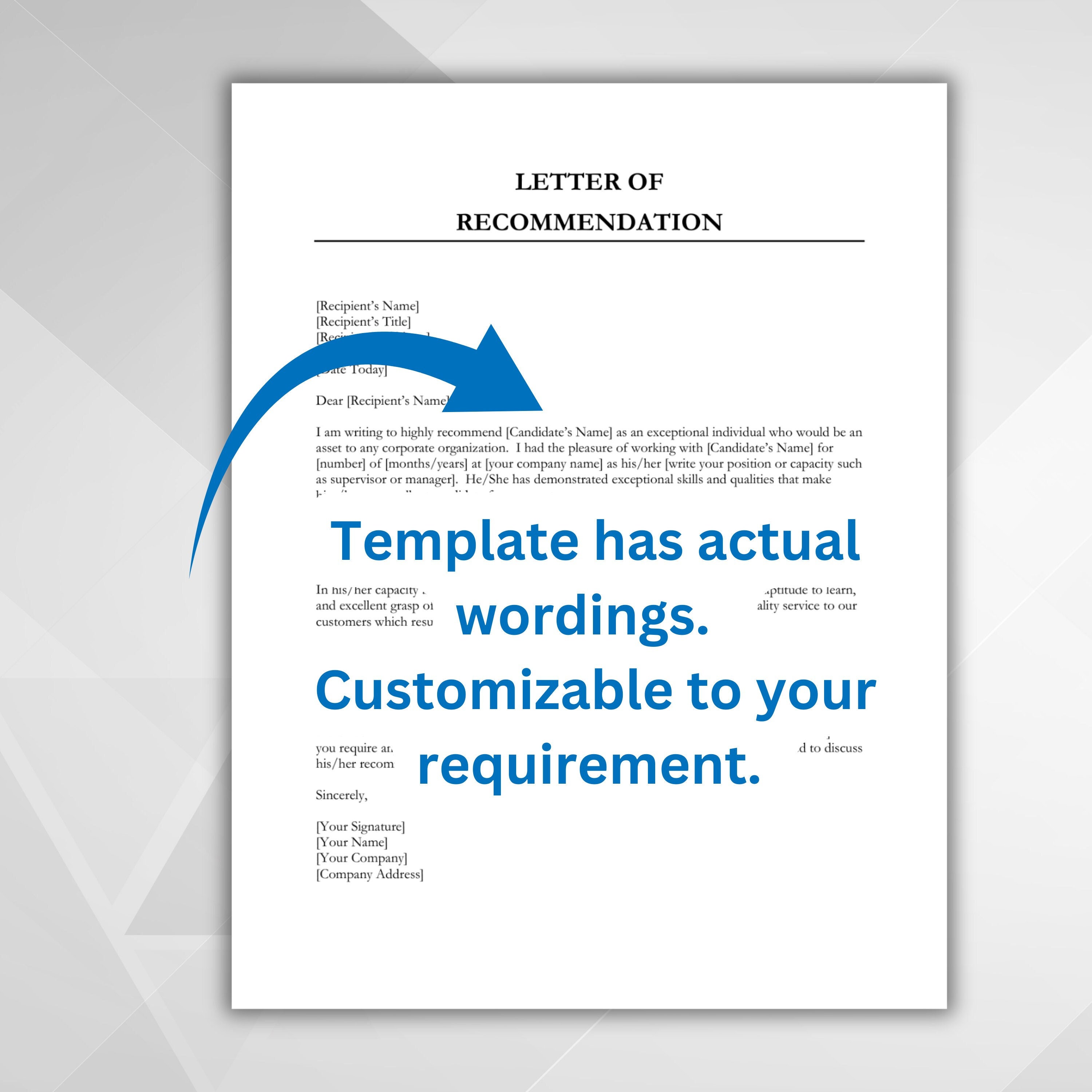 Letter of Recommendation, Character Reference Template, Recommendation ...