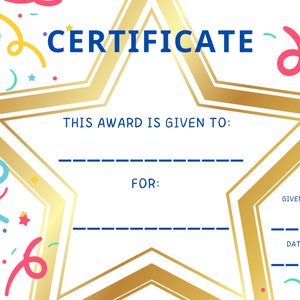 Awards Certificate for Printing, Recognition Certificate, Class ...