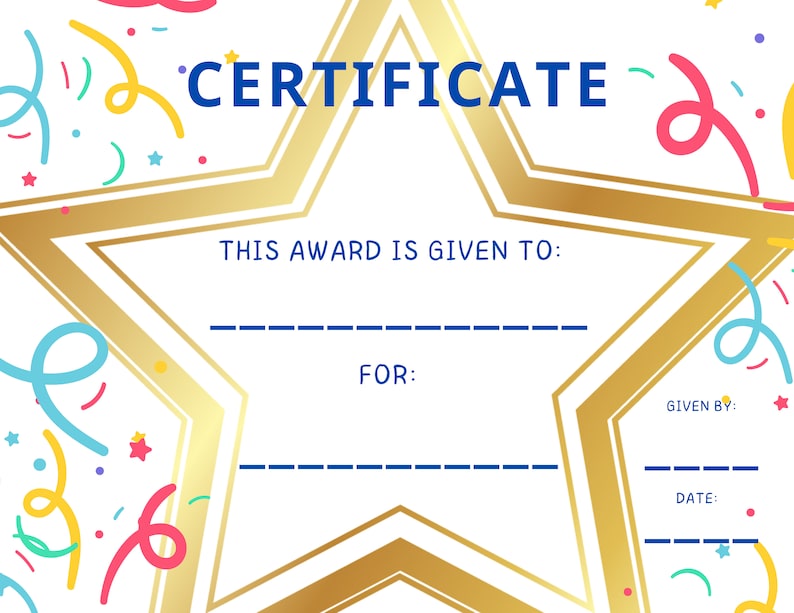 Awards Certificate for Printing, Recognition Certificate, Class ...