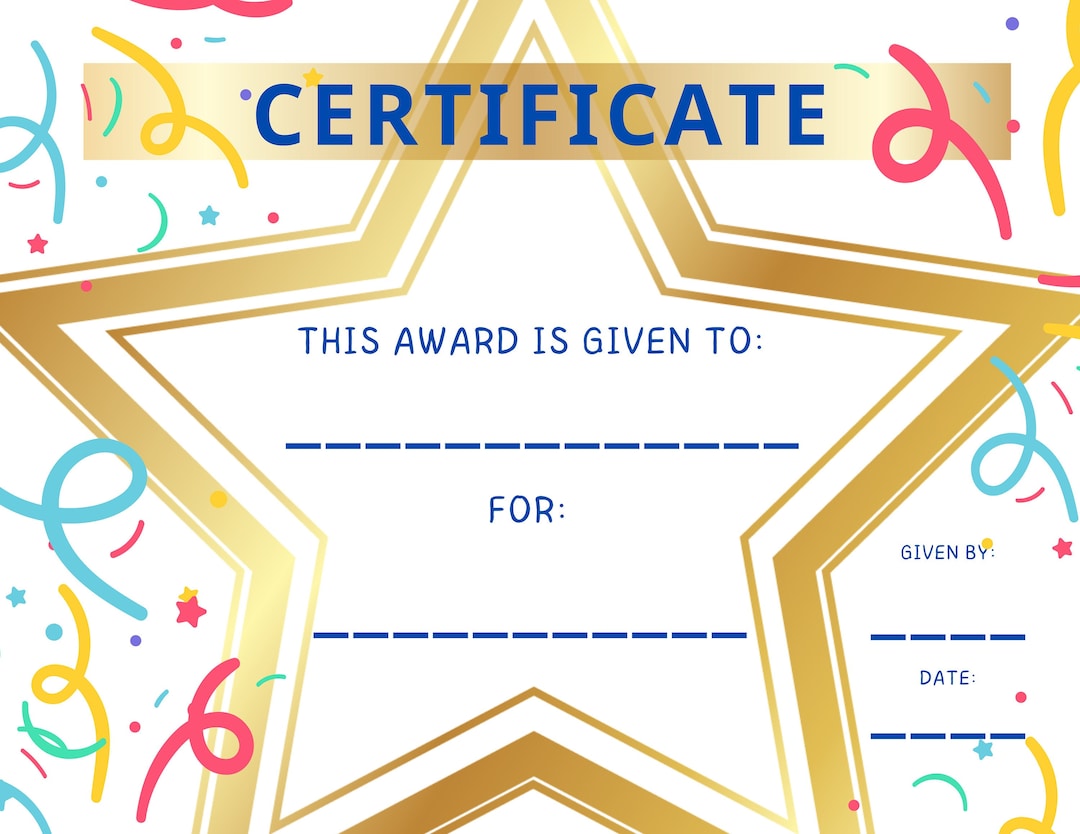 Awards Certificate for Printing, Recognition Certificate, Class ...