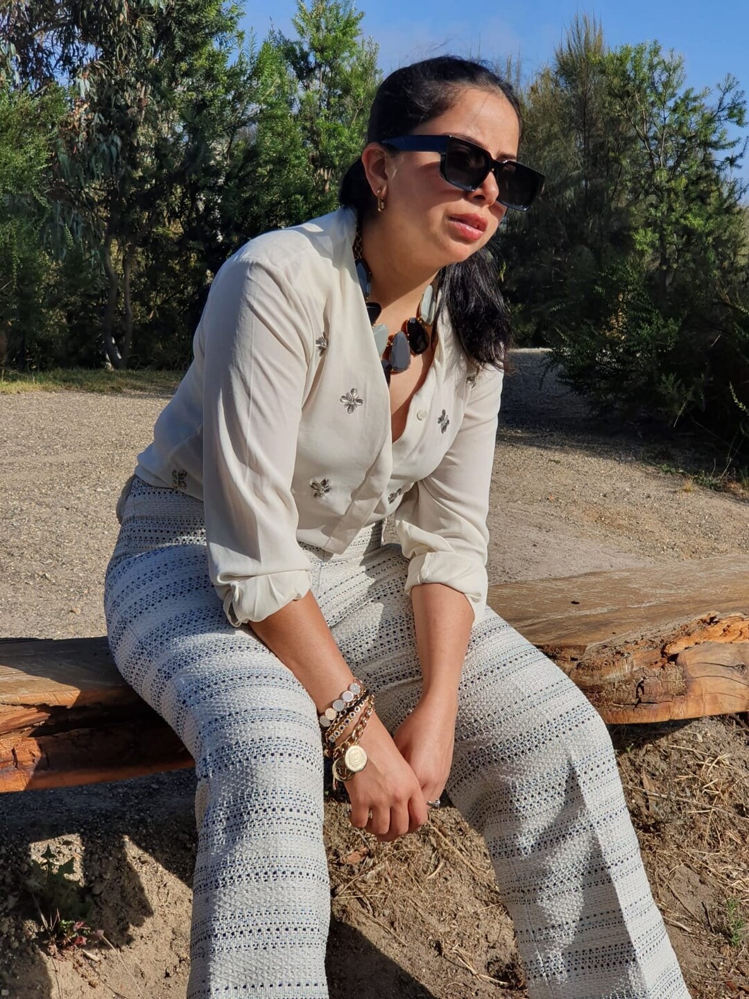 White Blue Tweed Limited Edition Handmade One of a Kind Statement Pants ...