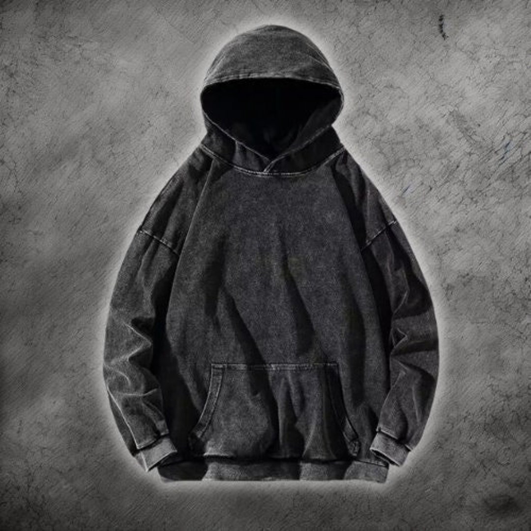 Vintage Black Washed Hoodie, Oversized Hip Hop Sweatshirt, Y2K Top ...