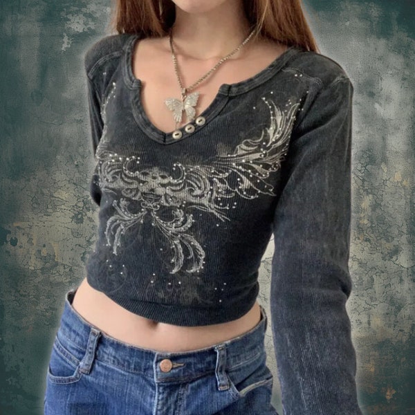 Y2k Alt Crop Top - Etsy