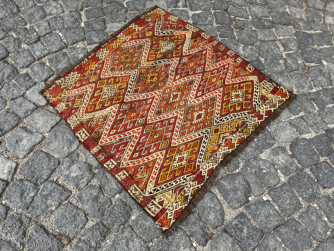 Kilim Rug, 2.7x2.6 Antique Rug, Mexican Rug, Kitchen Rug, Navajo Rug ...