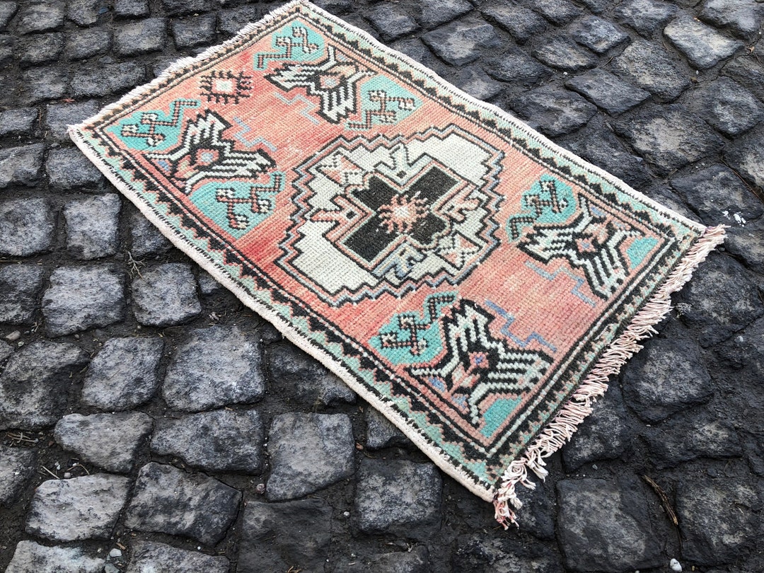 Turkish Rug 1.6x2.6 Handwoven Bath Rug, Beni Ourain Rug, Doormat Rug ...