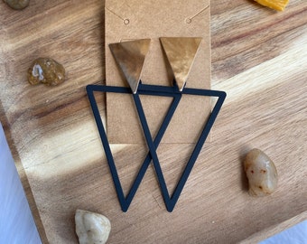 Inverted Triangle Drop Earrings Tortoise Shell Drop Earrings - Etsy