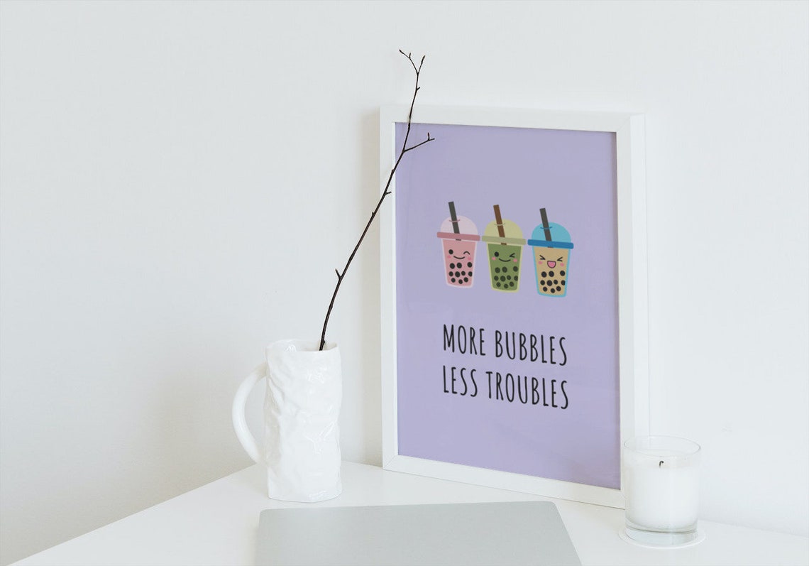 Boba Print Japanese Boba Tea Print Bubble Tea Purple Instant Digital ...