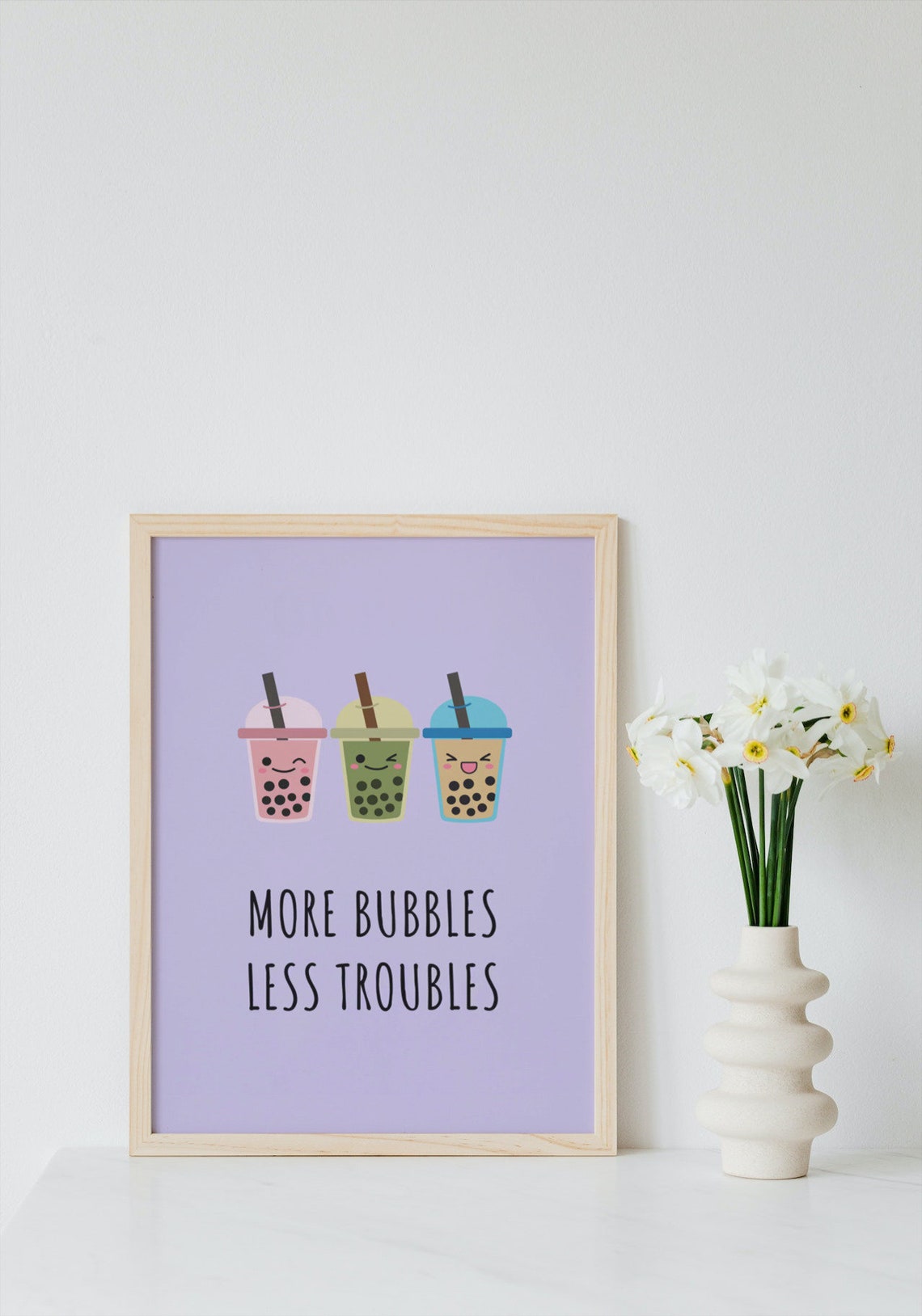Boba Print Japanese Boba Tea Print Bubble Tea Purple Instant Digital ...