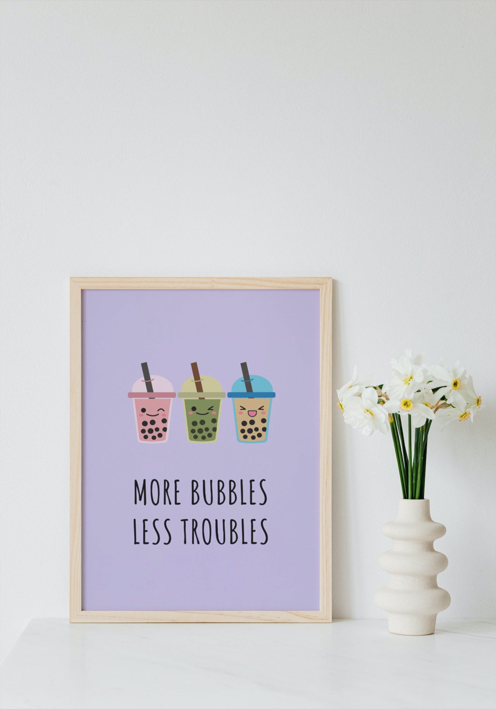 Boba Print Japanese Boba Tea Print Bubble Tea Purple Instant Digital ...