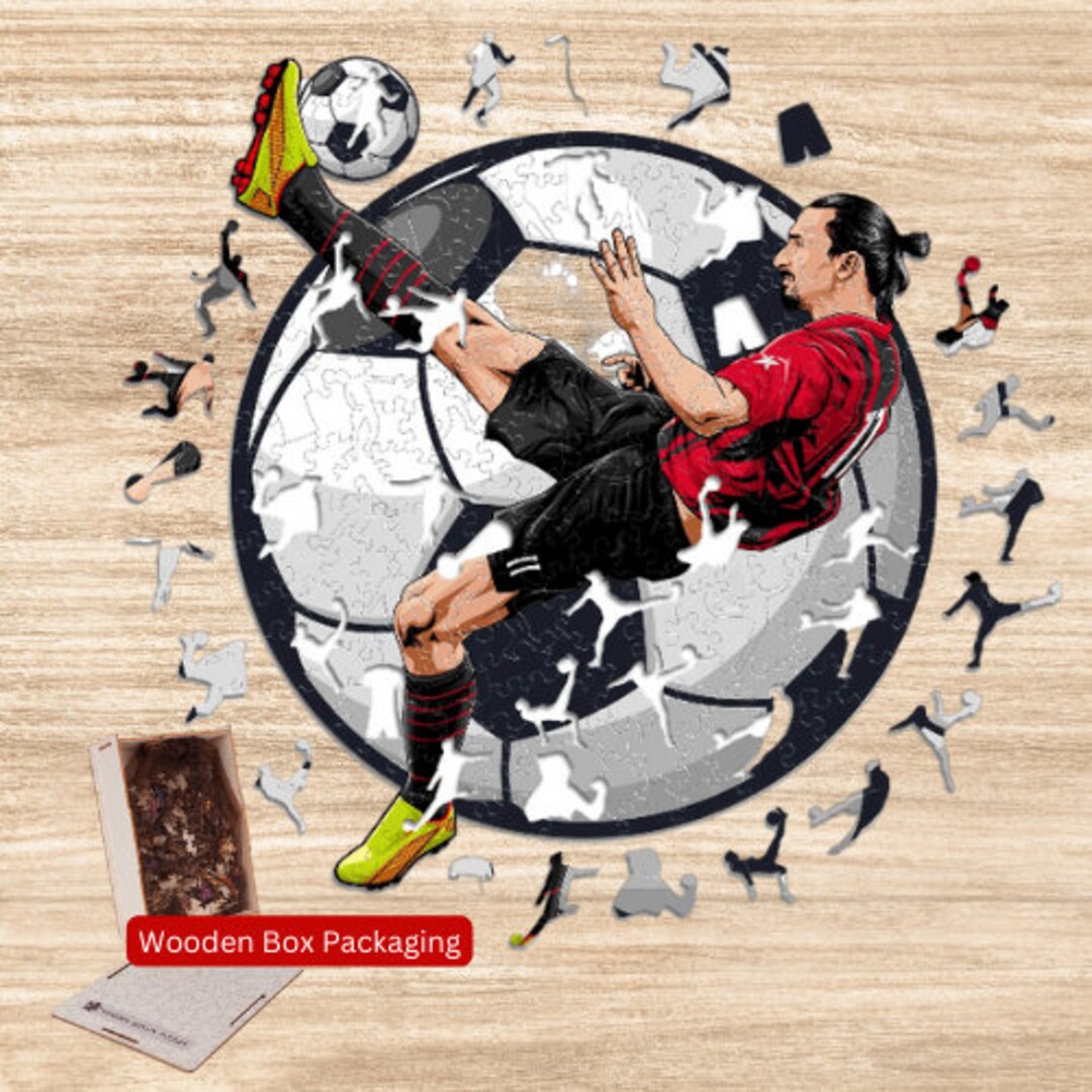Soccer Wooden Jigsaw Puzzle With Wood Box Packaging, Ideal Gift for ...
