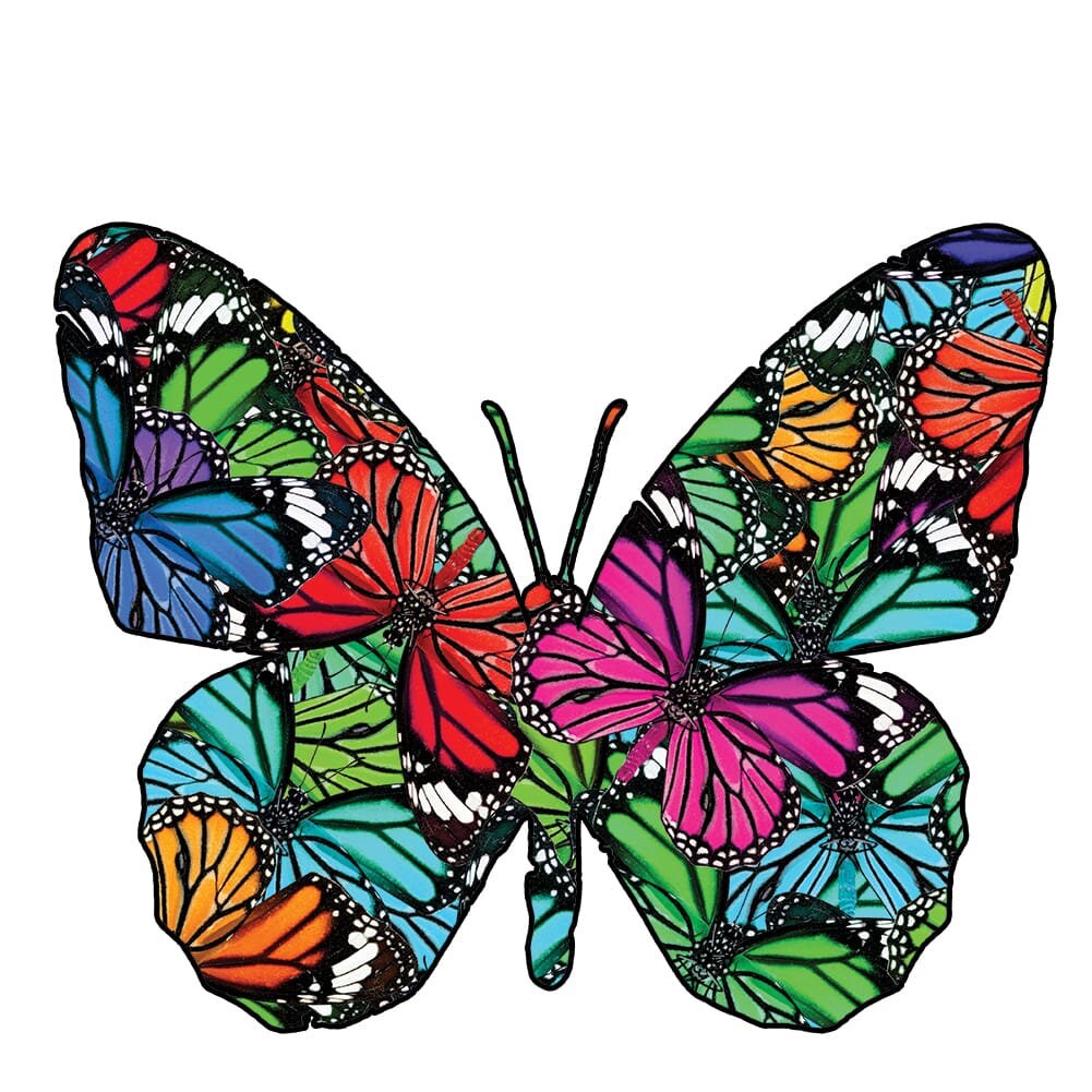 Butterfly Wooden Jigsaw Puzzle With Wood Box Packaging, Colourful ...