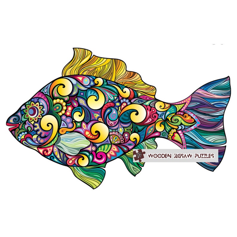Fish Wooden Jigsaw Puzzle With Wood Box Packaging, Unique Gift for Kids ...