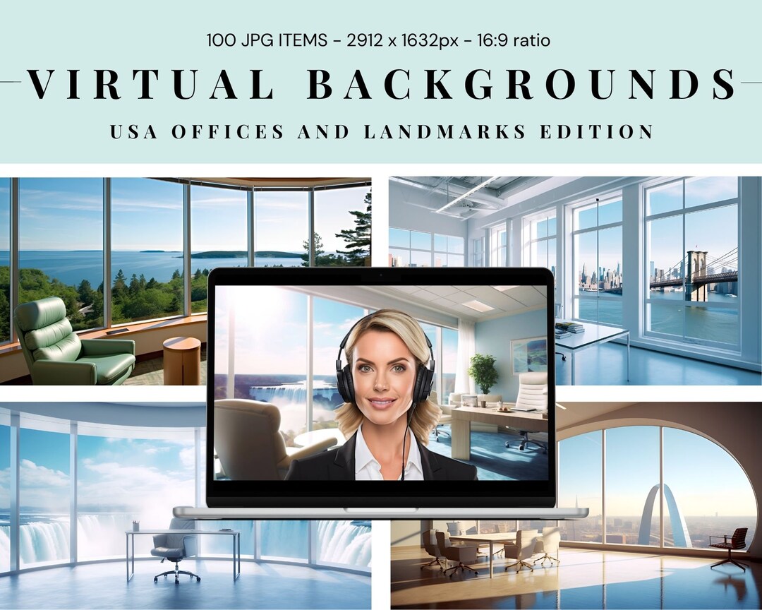 100 USA Virtual Office Backgrounds, Virtual Background for Zoom ...