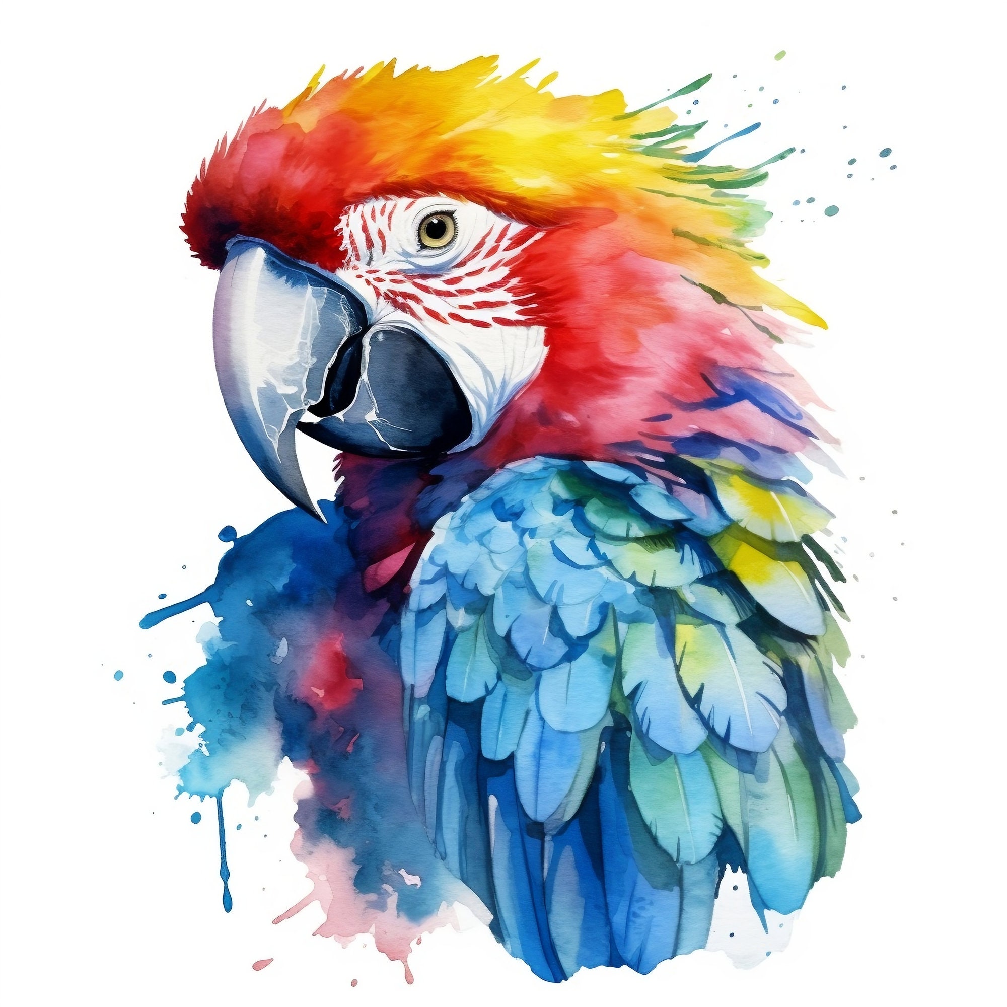 Amazon Rainforest Animal Portrait Watercolor Cliparts: Jaguar, Capybara ...