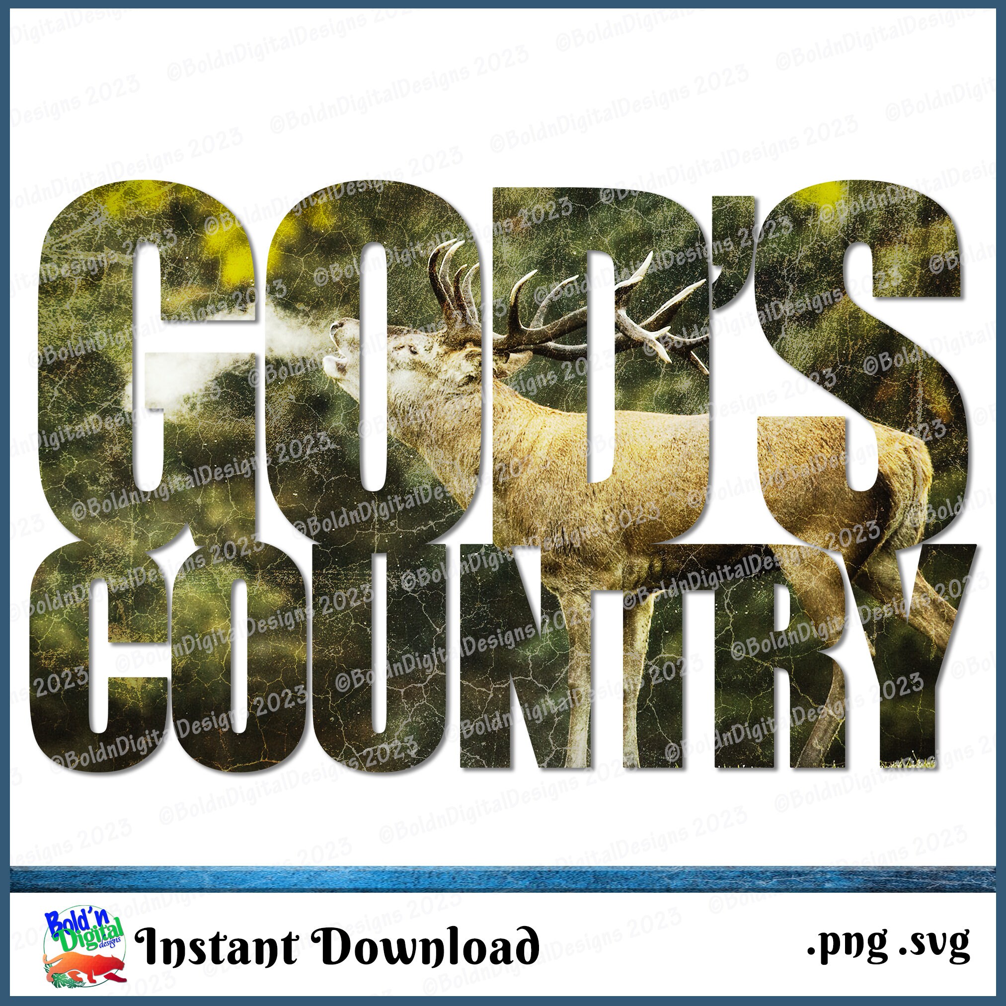 Gods Country SVG, Faith Country Design, Christian T-shirt PNG, Elk ...