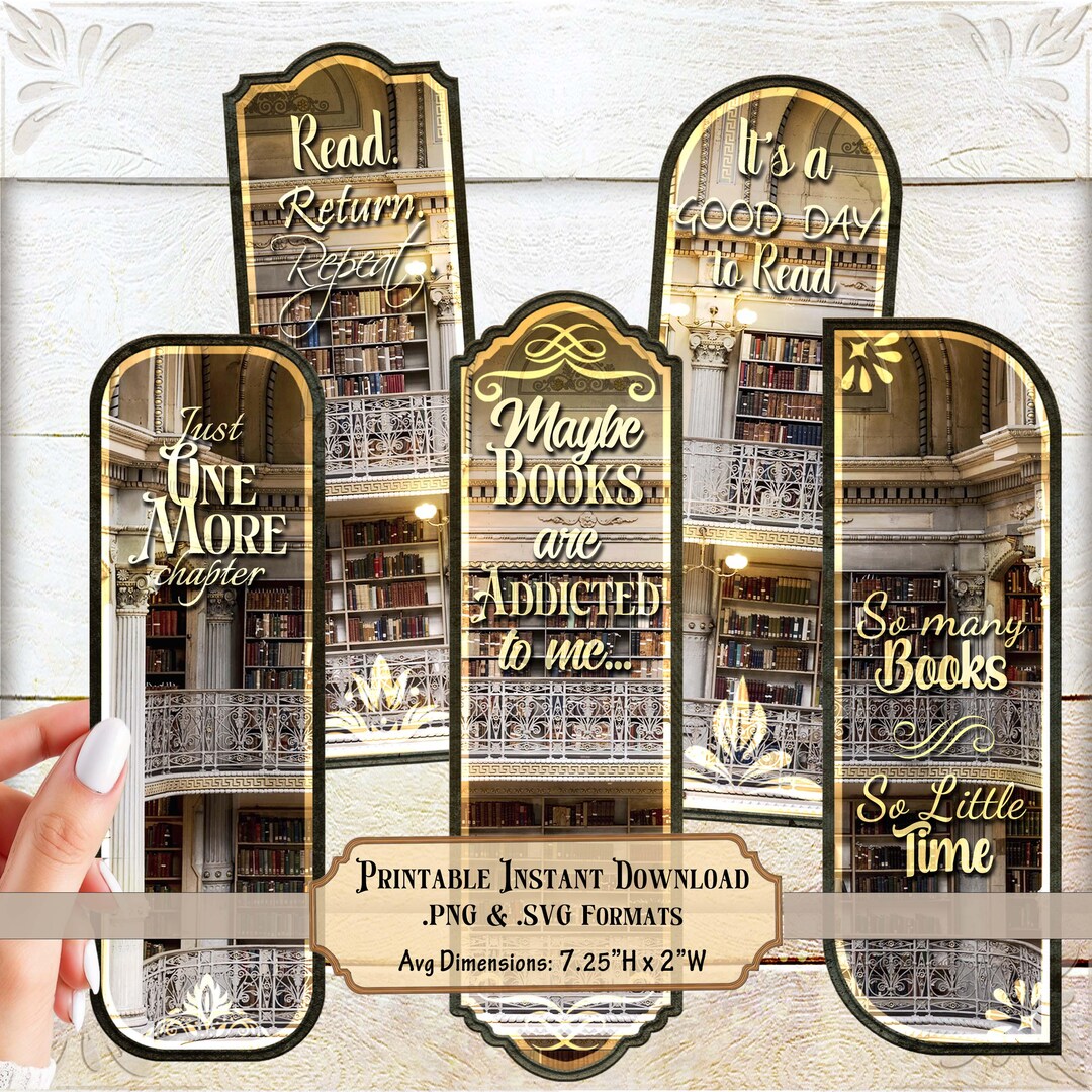 Old Library Bookmark Printable Book Lovers Gift PNG Printable Idea SVG ...