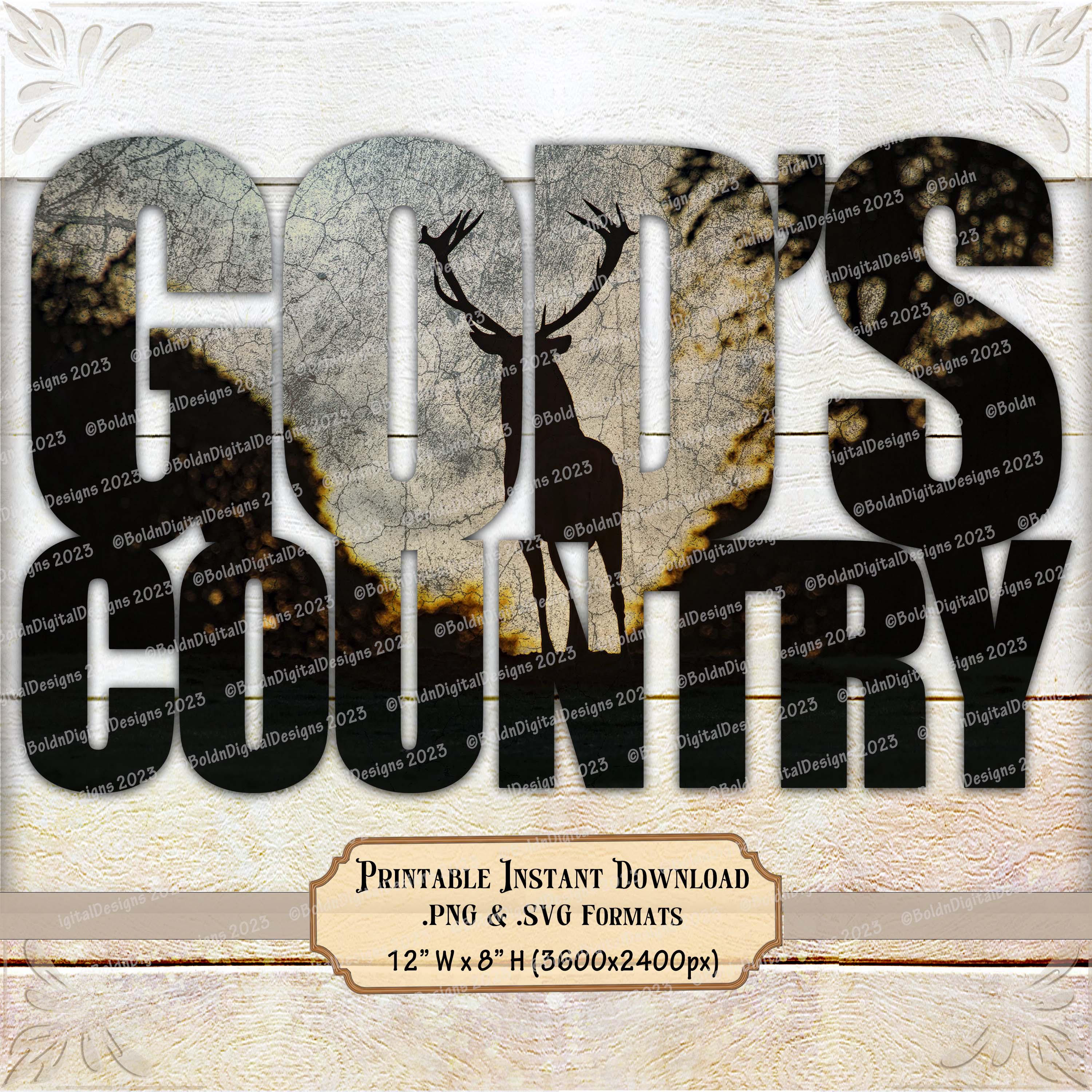 God’s Country SVG, Faith Country Design, Christian T-shirt PNG, Stag ...