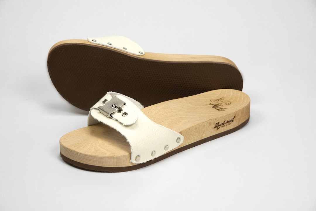 Handmade White Wooden Clogs - White Envi - Buckle - Unisex Cruelty-free ...
