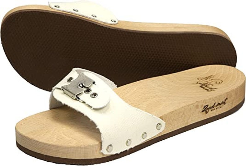 Wooden Clogs Handmade White White Envi Buckle Unisex Cruelty Free MMT ...