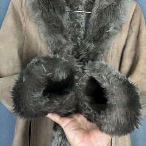 Adar Made in Spain Suede Genuine Leather Shearling Fur Coat Mohair ...